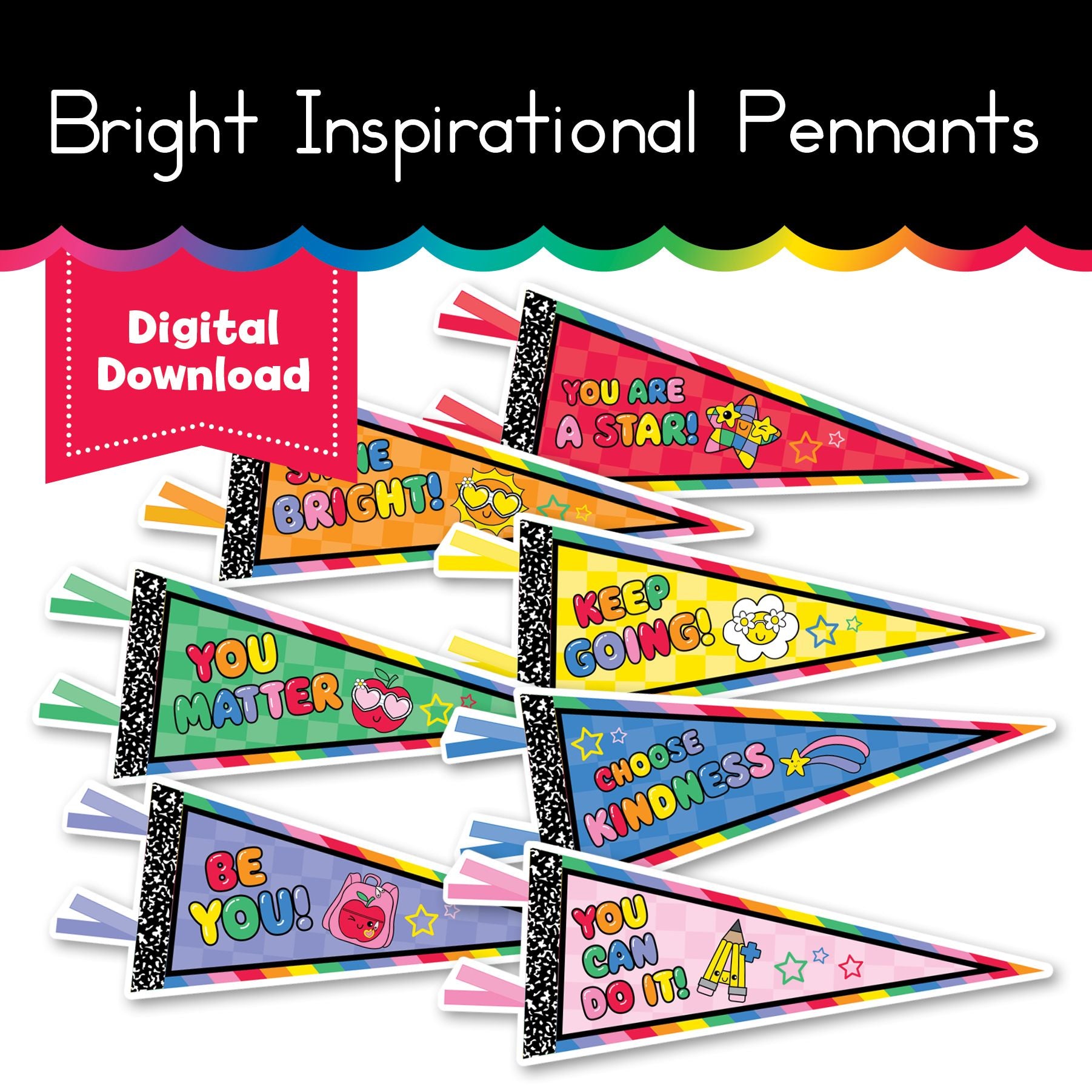 Bright Inspirational Pennants - Playground Press