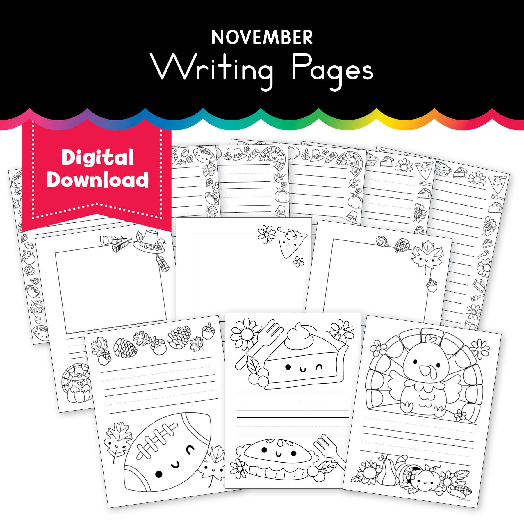 Printable November Writing Pages Pack 2 - Playground Press
