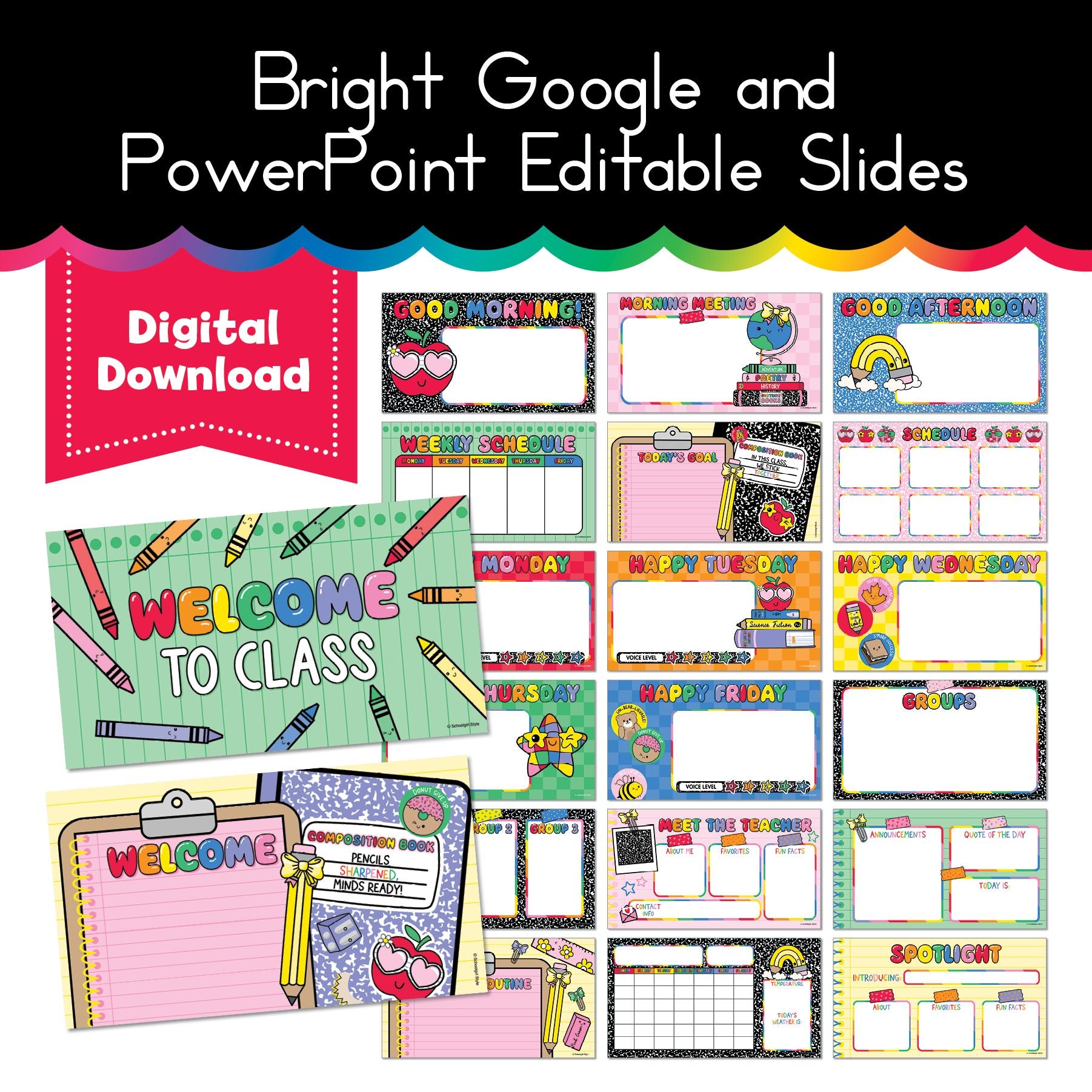 Bright Google and PowerPoint Editable Slides - Playground Press