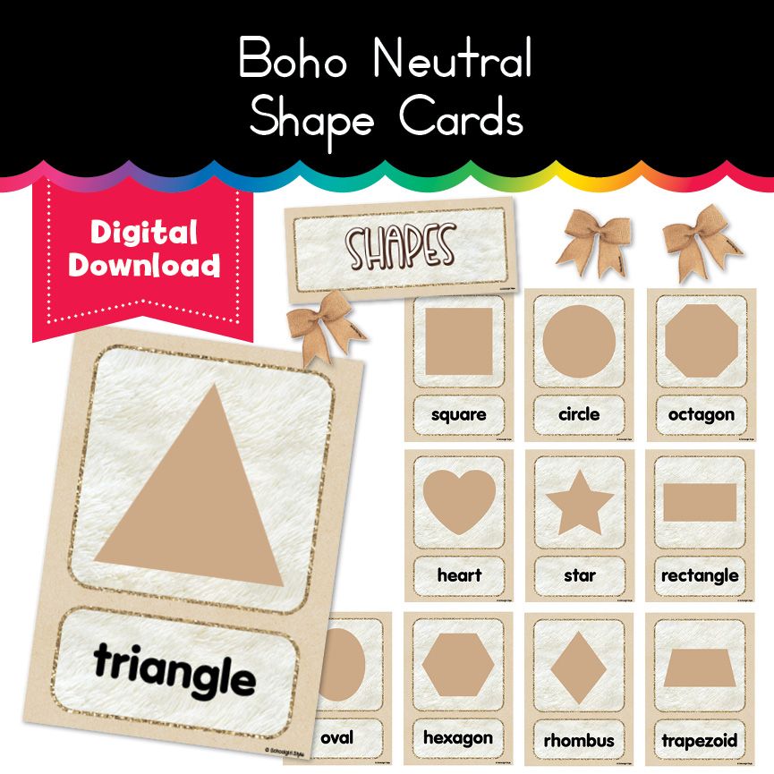 Boho Neutral Shape Cards | Printable Resource - Playground Press