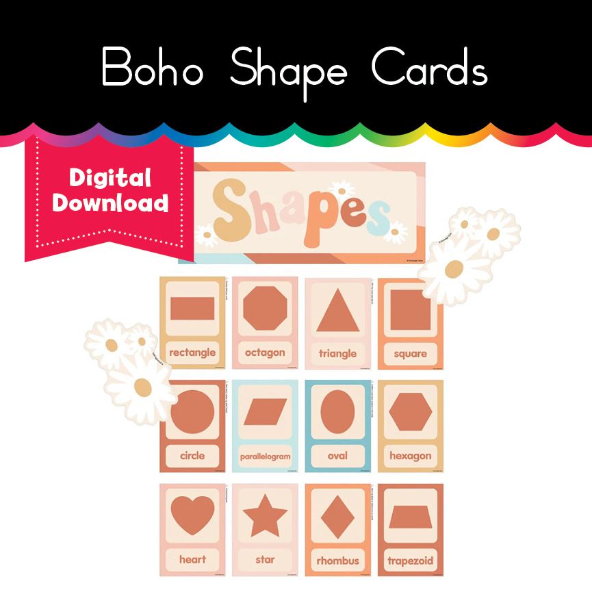 Boho Shape Cards | Printable Resource - Playground Press