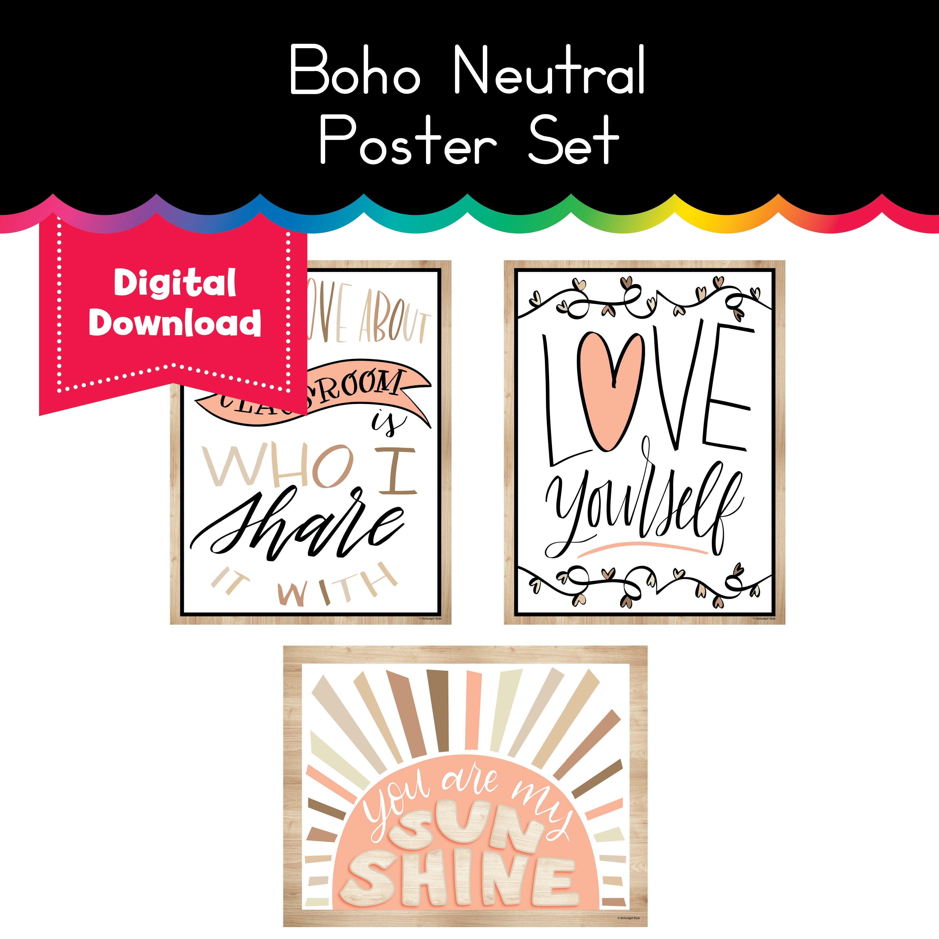 Boho Neutral Poster Set | Printable Resource - Playground Press