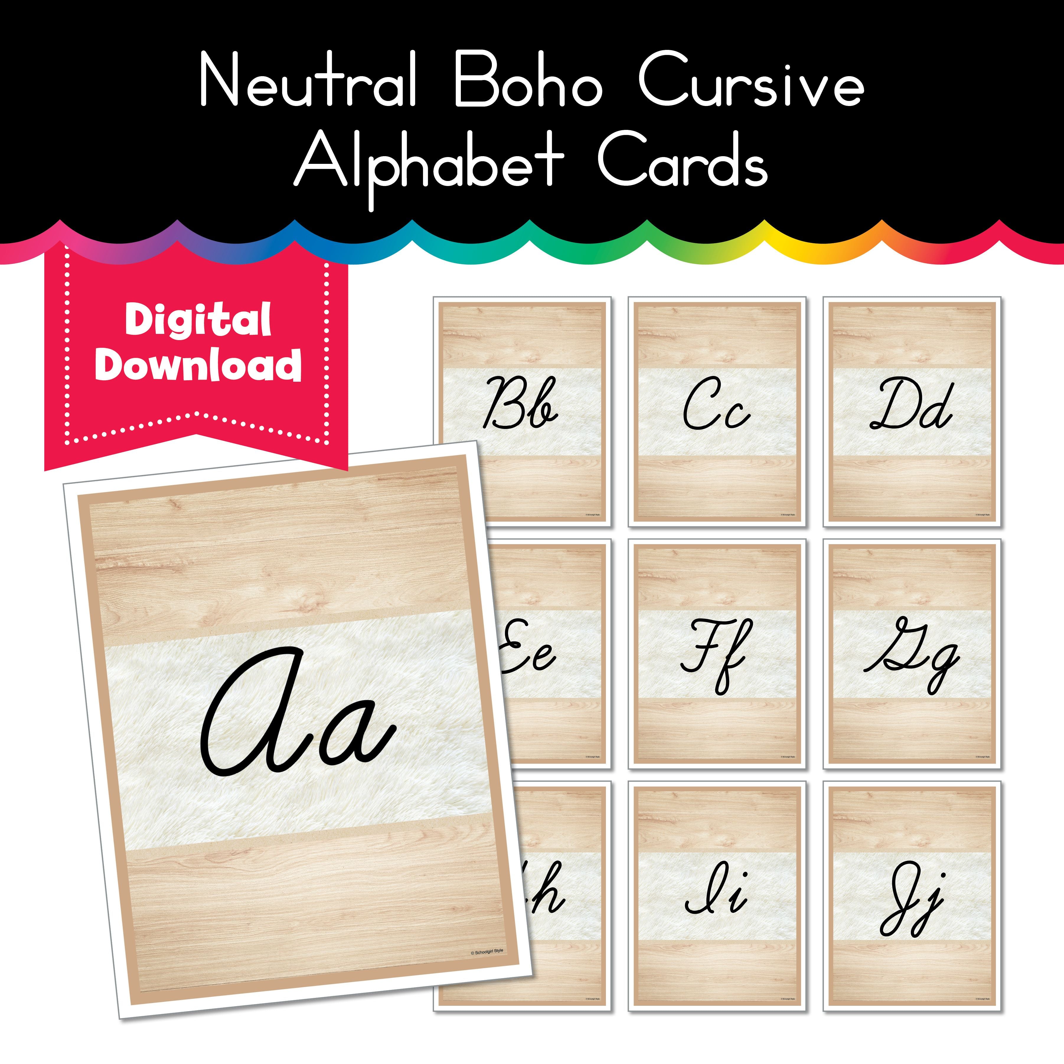 Neutral Boho Alphabet Cards Printable Resource - Playground Press