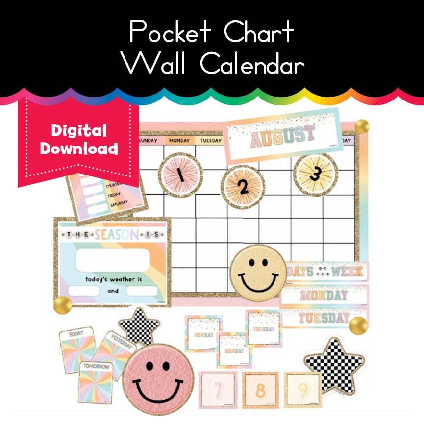Pastel Pocket Chart Wall Calendar | Printable Resource - Playground Press