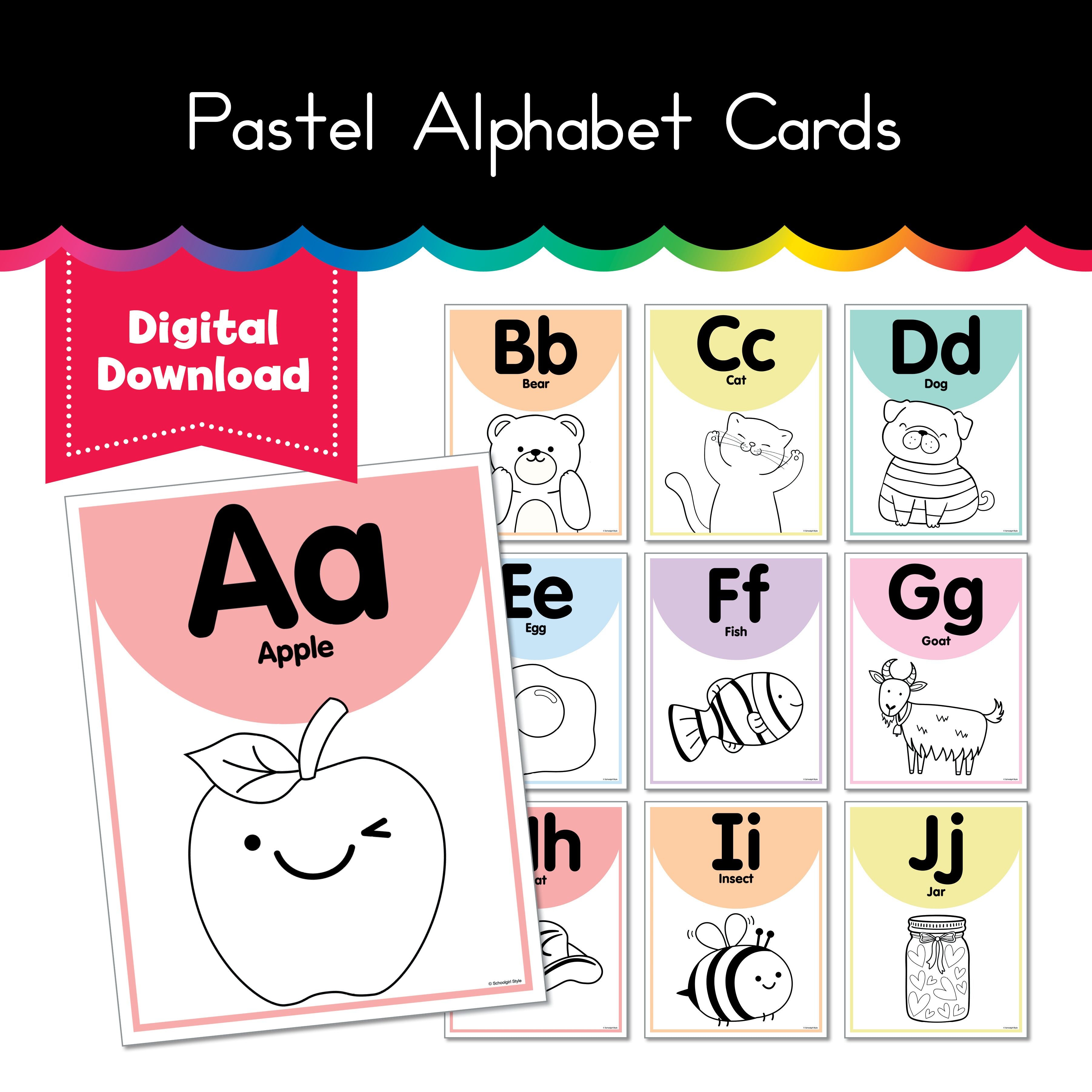Pastel Alphabet Cards | Printable Resource - Playground Press