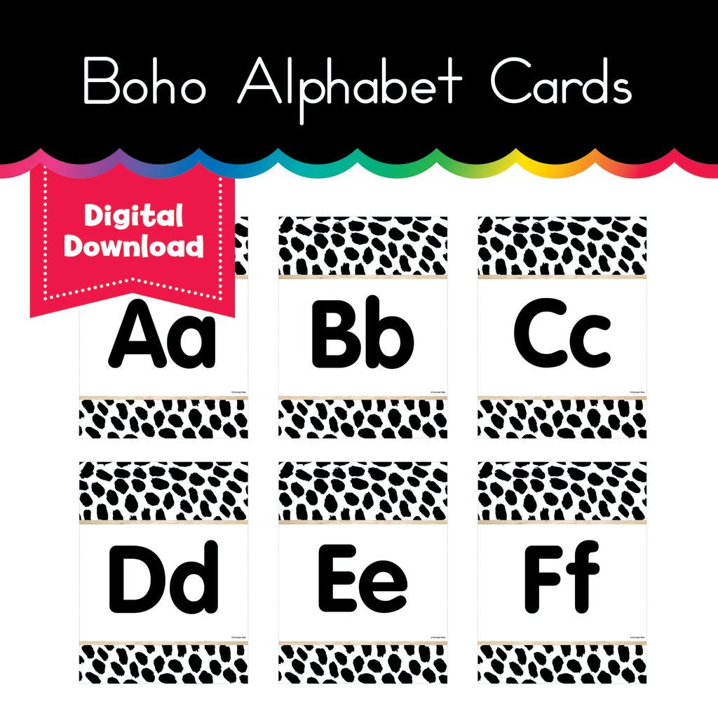Boho Alphabet Cards | Printable Resource - Playground Press
