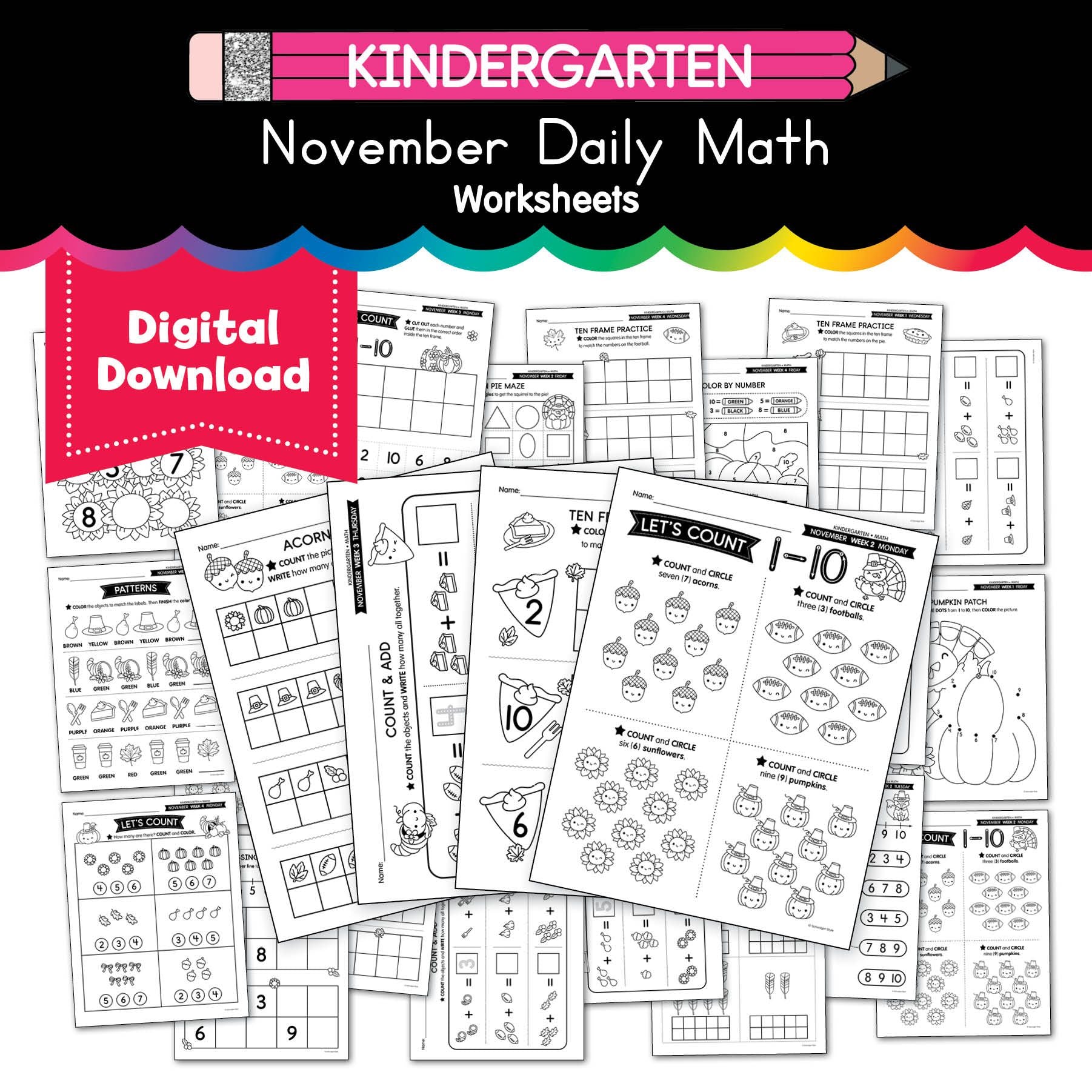 Printable Kindergarten November Daily Math - Playground Press