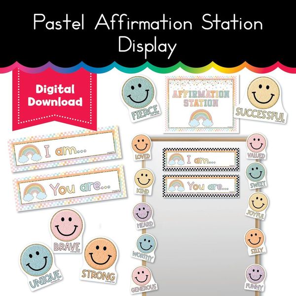 Pastel Affirmation Station Display | Printable Resource - Playground Press