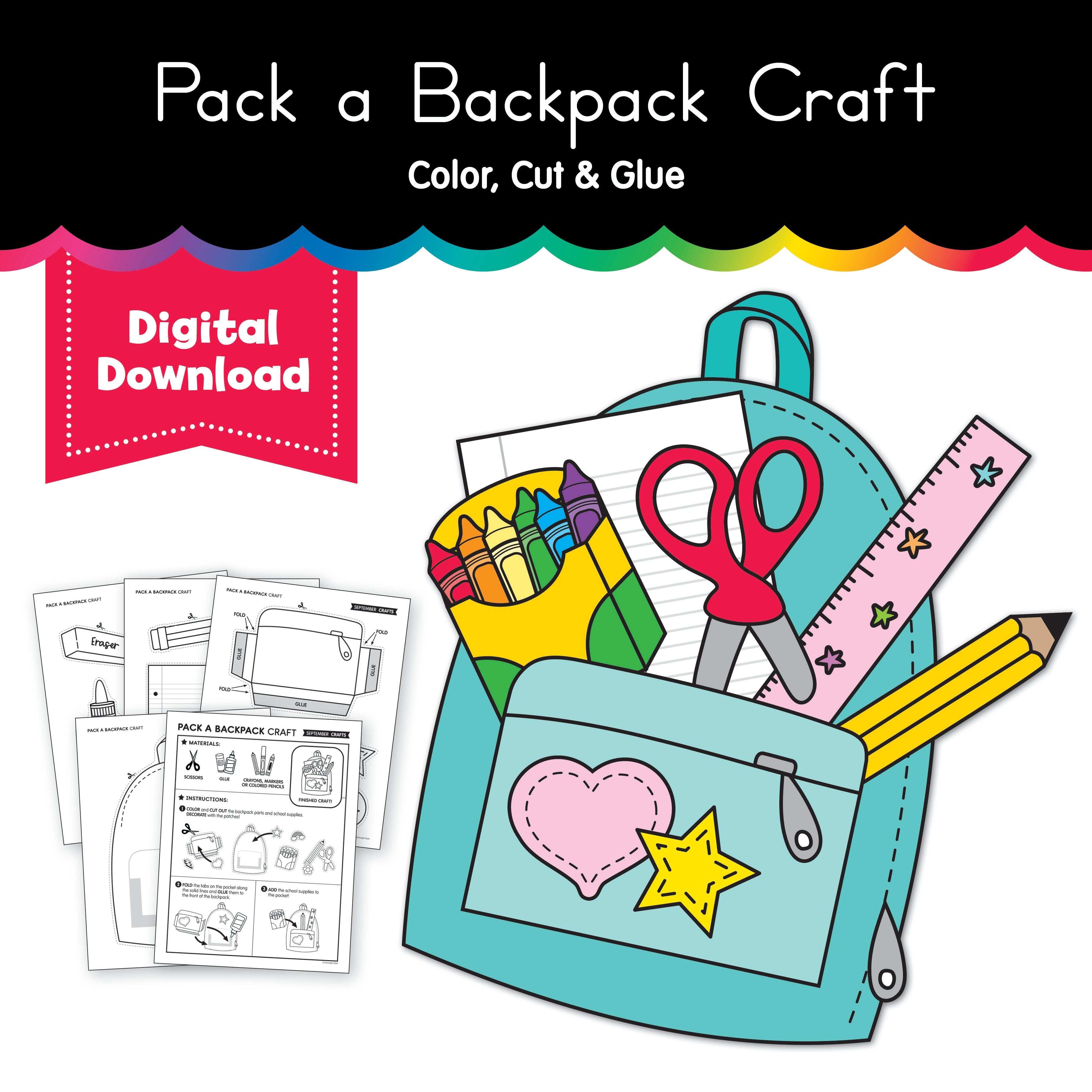 Back to School Pack a Backpack Printable Craft - Playground Press