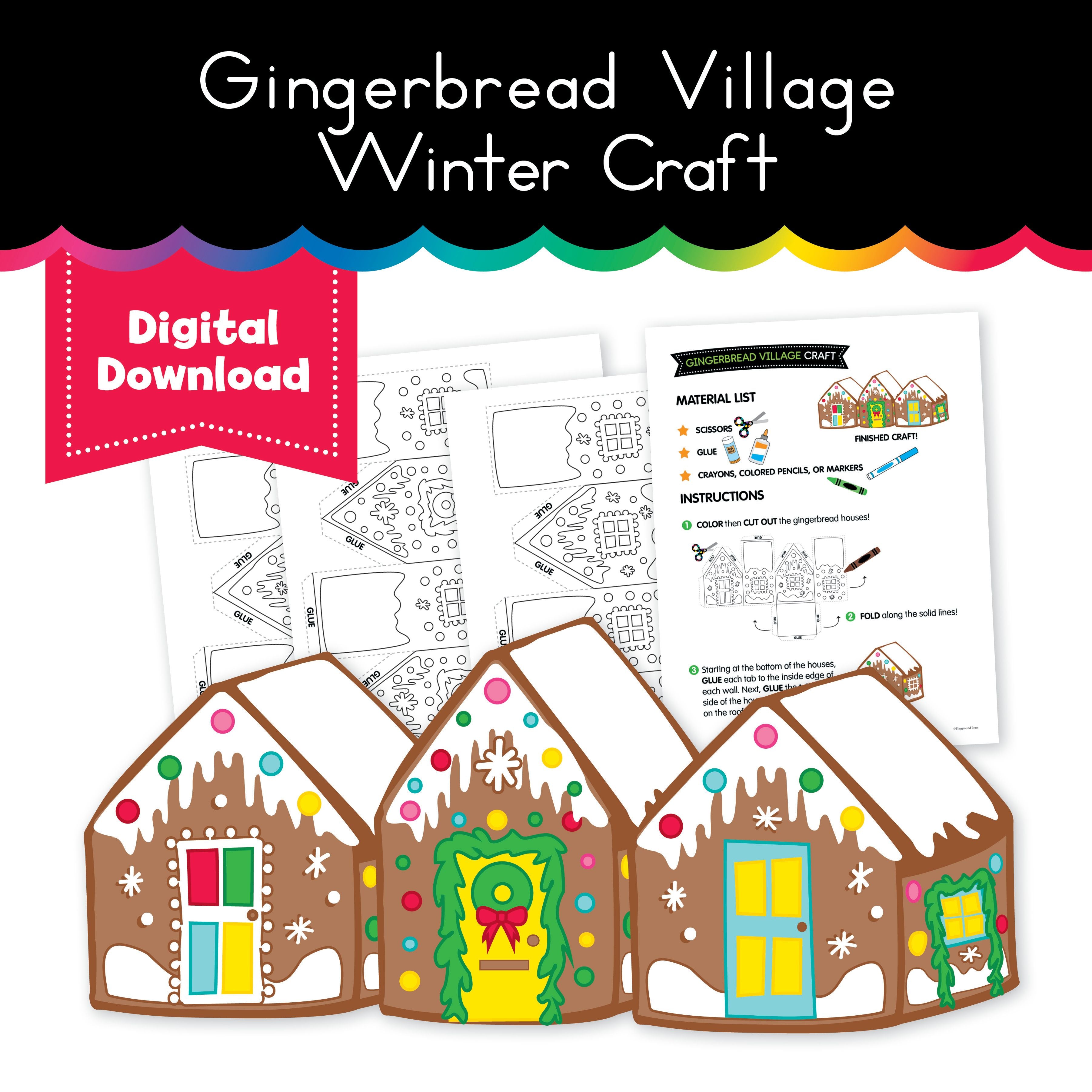 Gingerbread Village No Prep Winter Craft - Playground Press