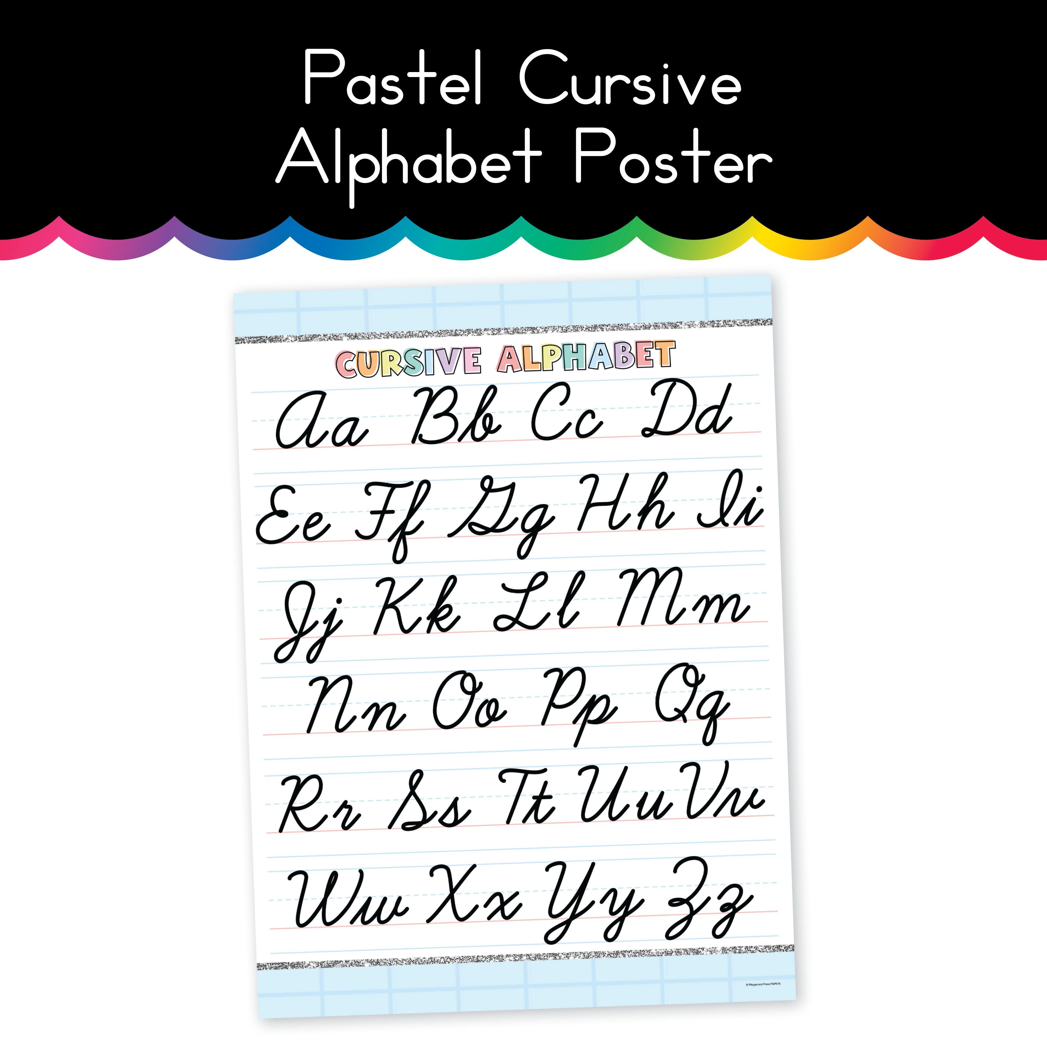 Pastel Cursive Alphabet Home Learning Poster - Playground Press