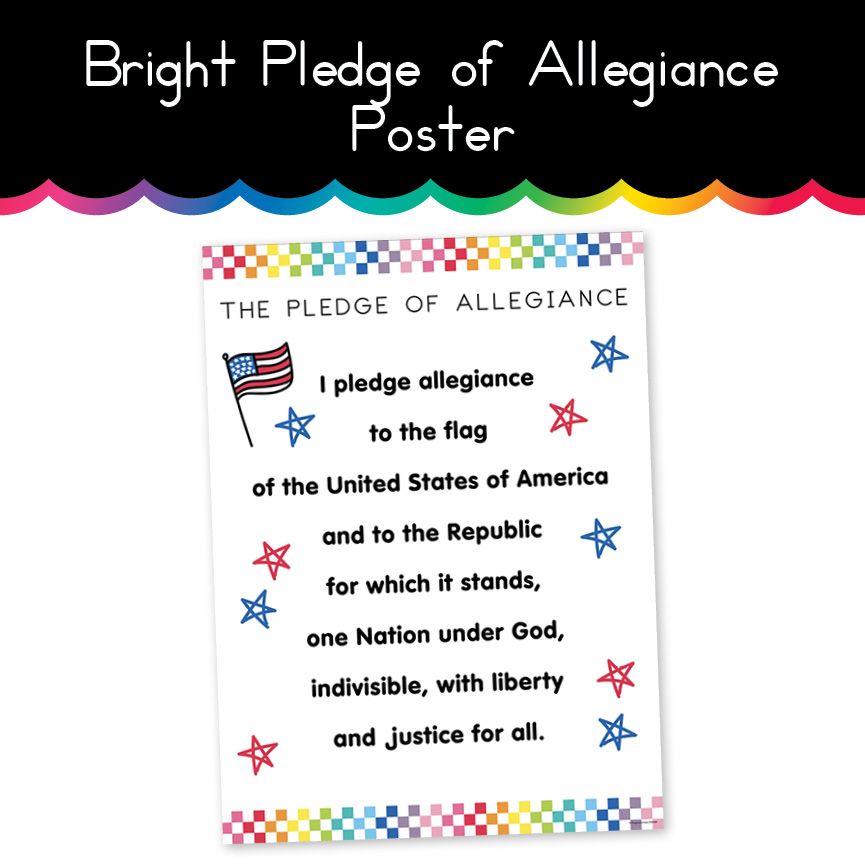 Bright Pledge of Allegiance Home Learning Poster - Playground Press