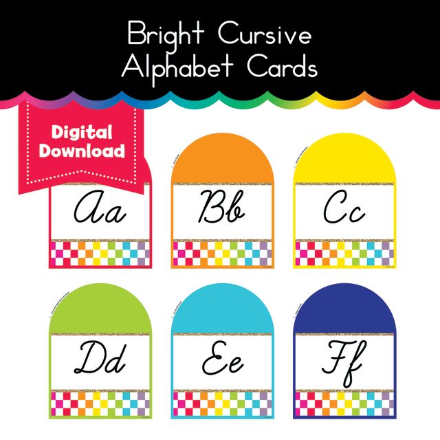 Bright Cursive Alphabet Cards | Printable Resource | Playground Press ...