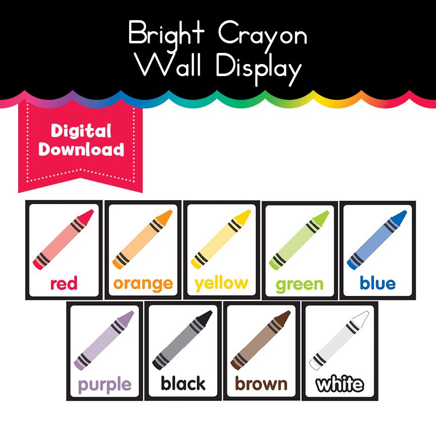 Bright Crayon Wall Display | Printable Resource - Playground Press