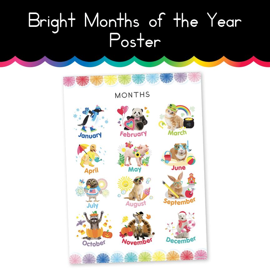 Bright Months of the Year Home Learning Poster - Playground Press