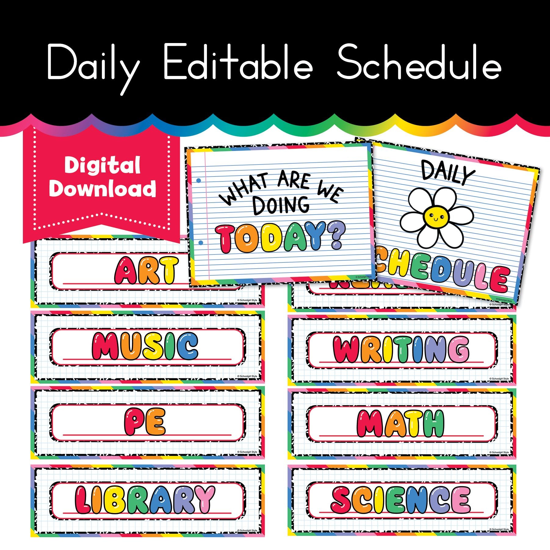 Bright Daily Editable Schedule - Playground Press