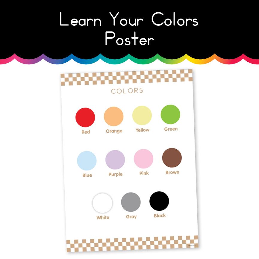 Neutral Learn Your Colors Home Learning Poster - Playground Press