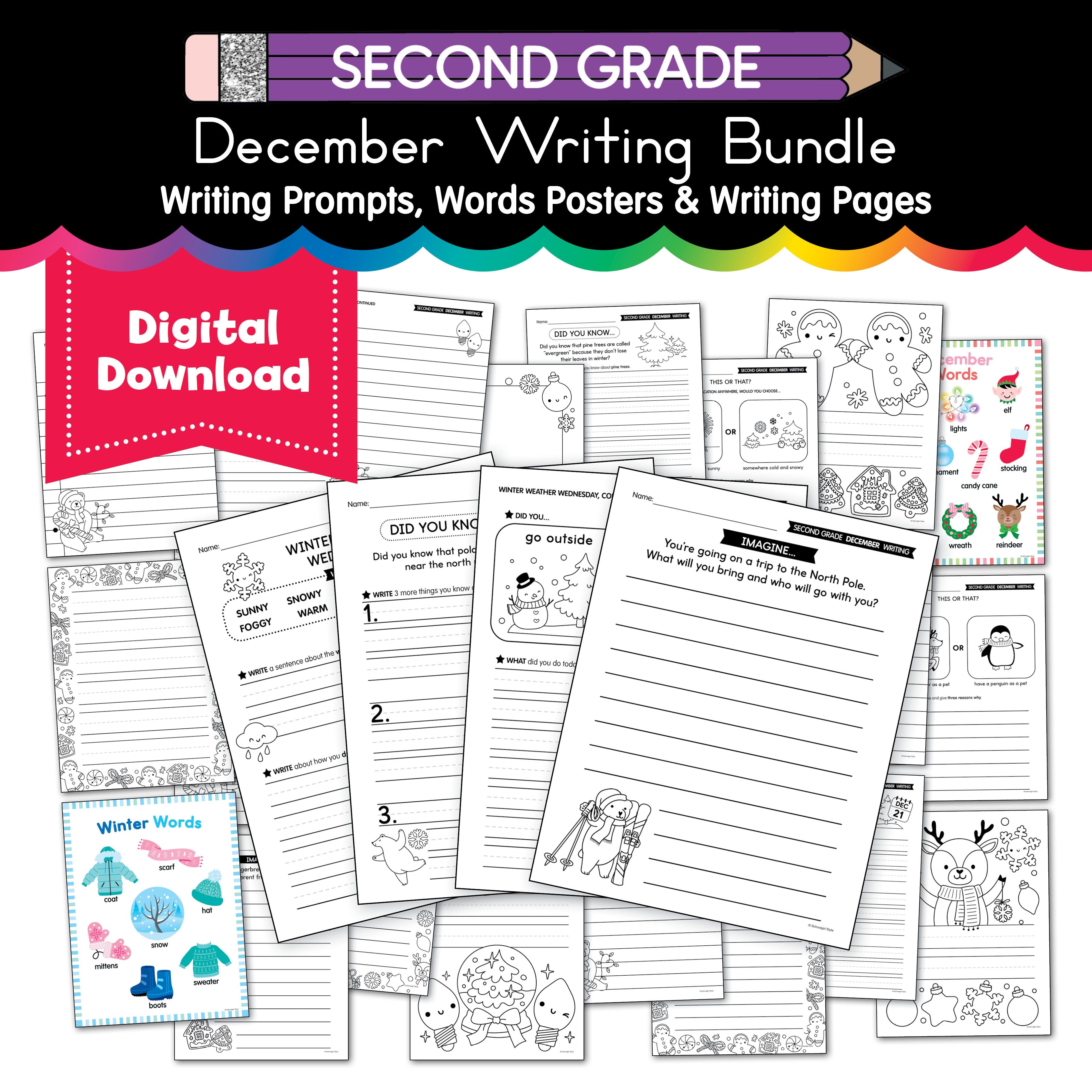 Printable Second Grade December Writing Bundle - Playground Press