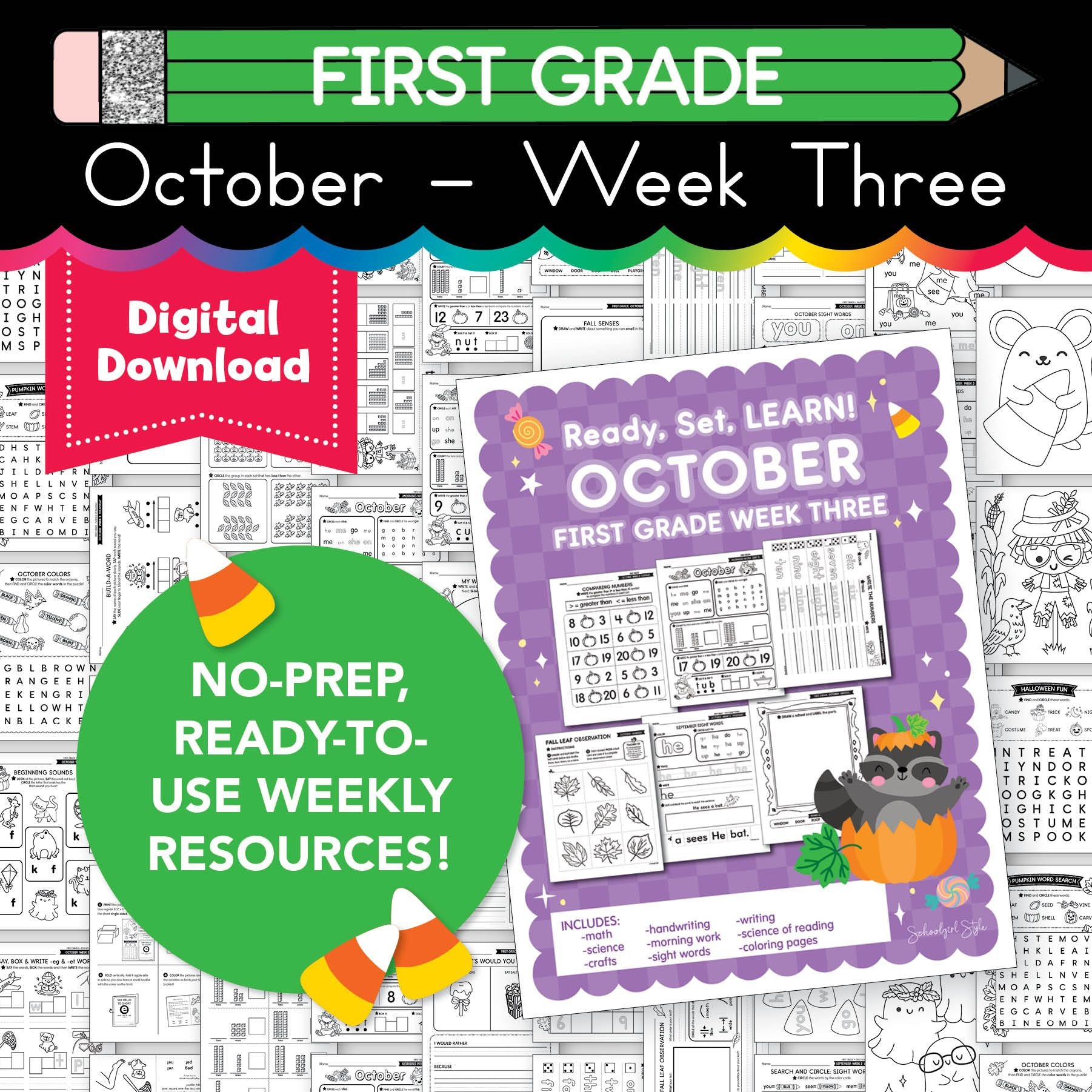 Printable First Grade October Week 3 Resources - Playground Press