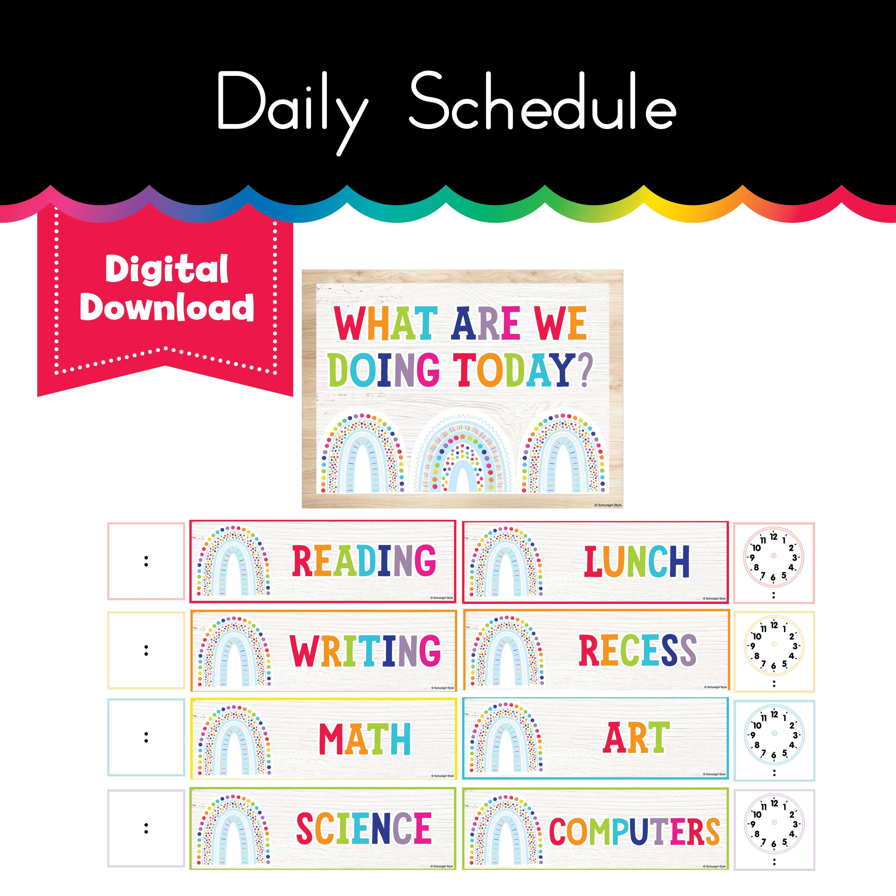 Bright Boho Daily Schedule | Printable Resource - Playground Press