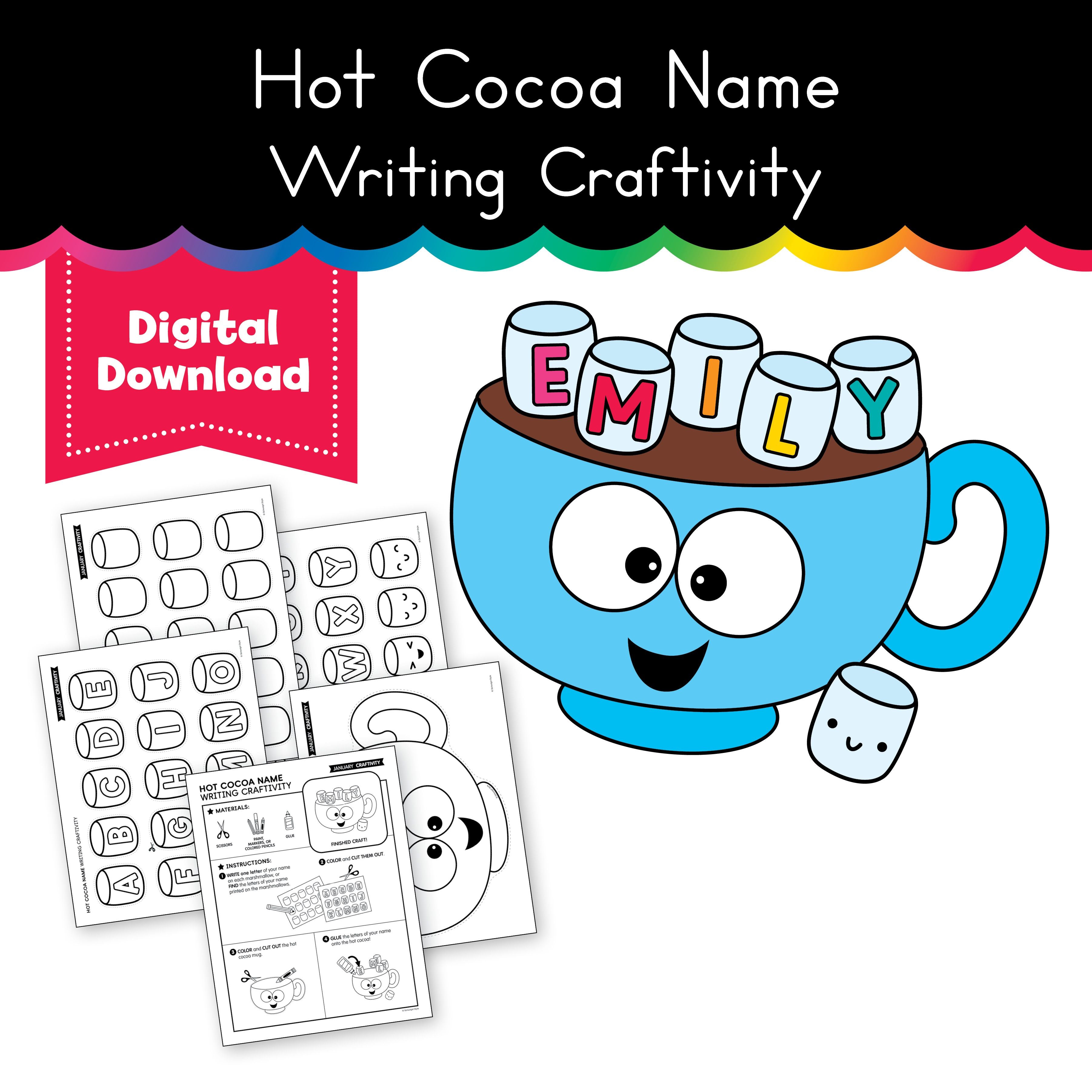 Printable January Hot Cocoa Name Writing Craftivity - Playground Press