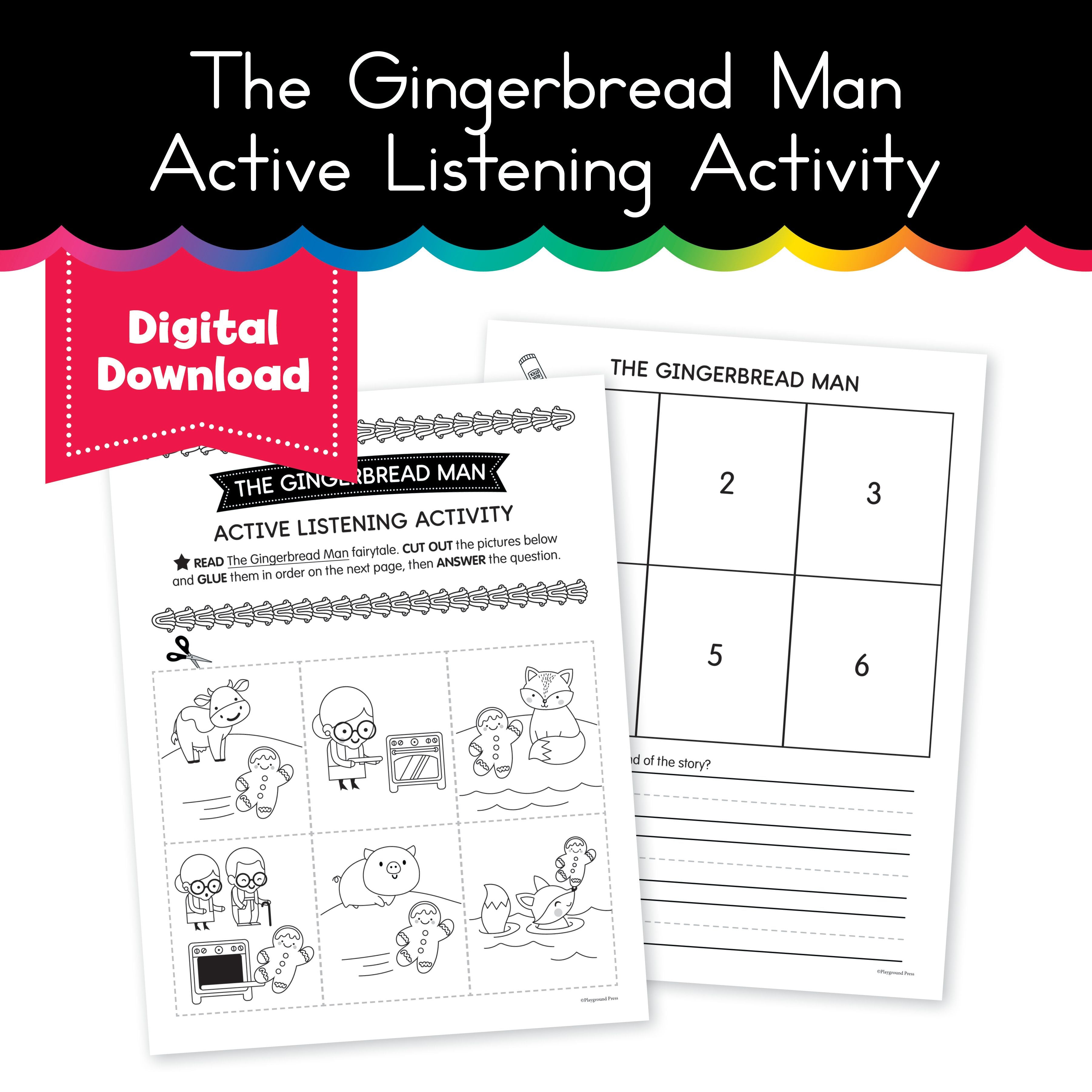 The Gingerbread Man Active Listening Printable Activity - Playground Press