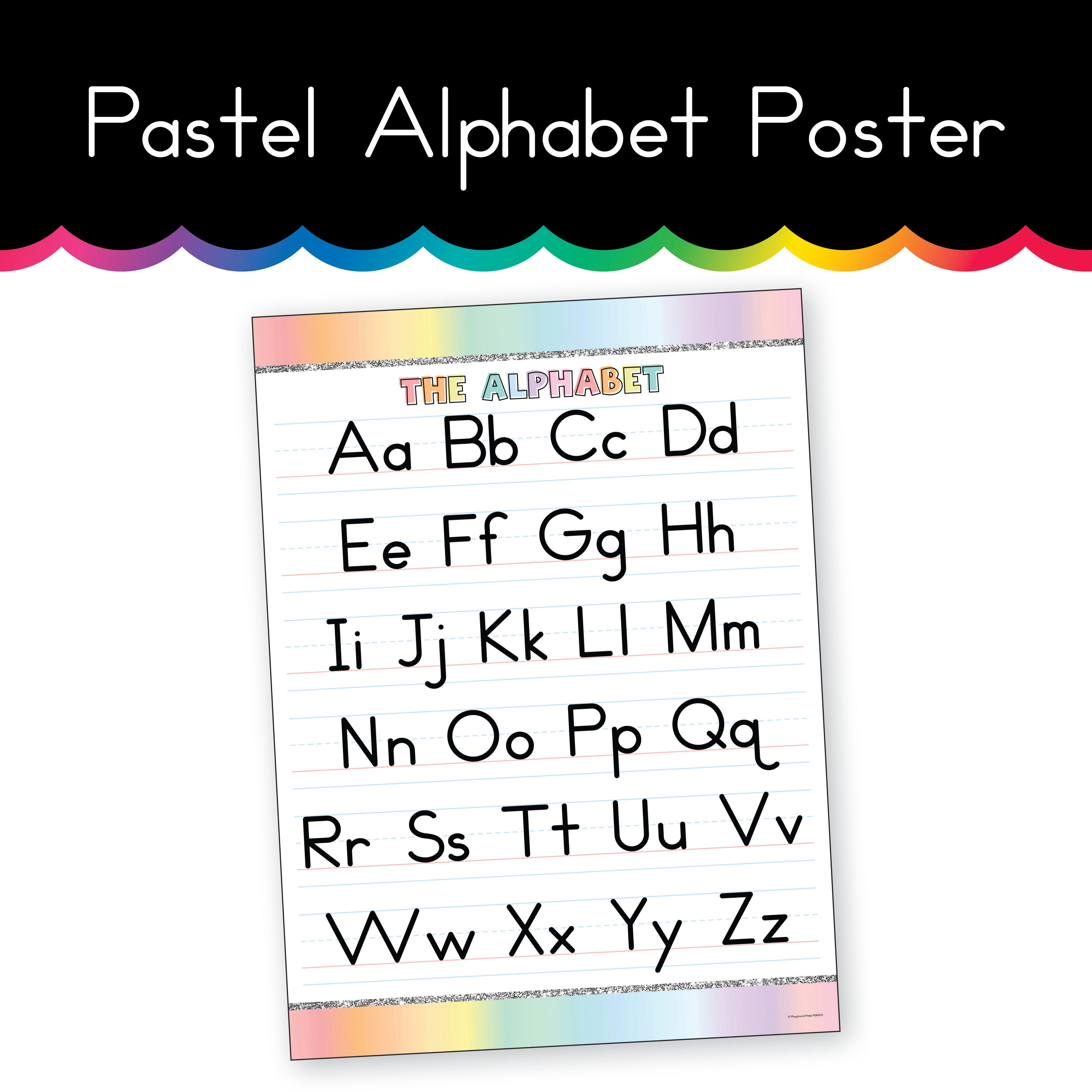 Pastel Manuscript Alphabet Home Learning Poster - Playground Press