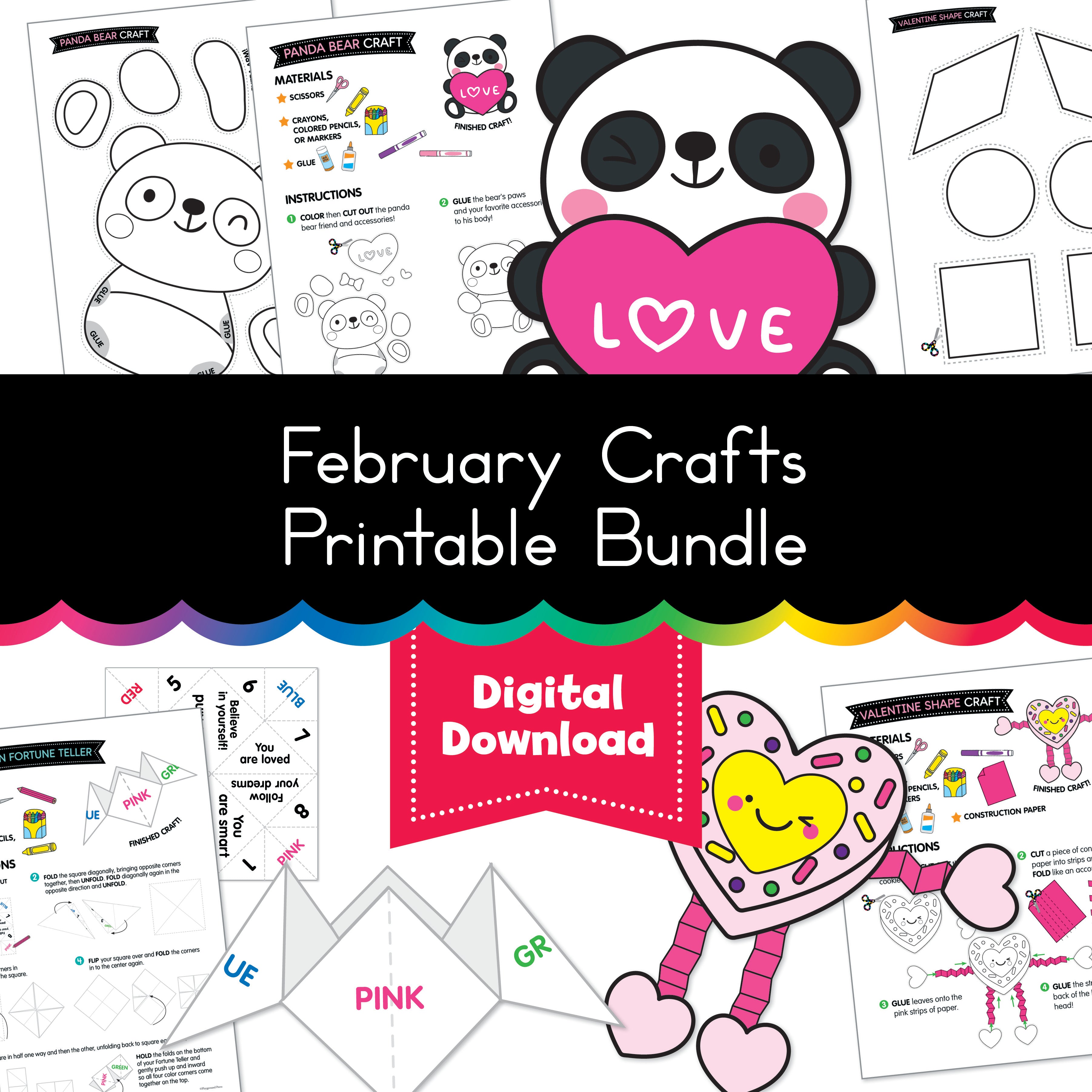 February Crafts Printable Bundle - Playground Press