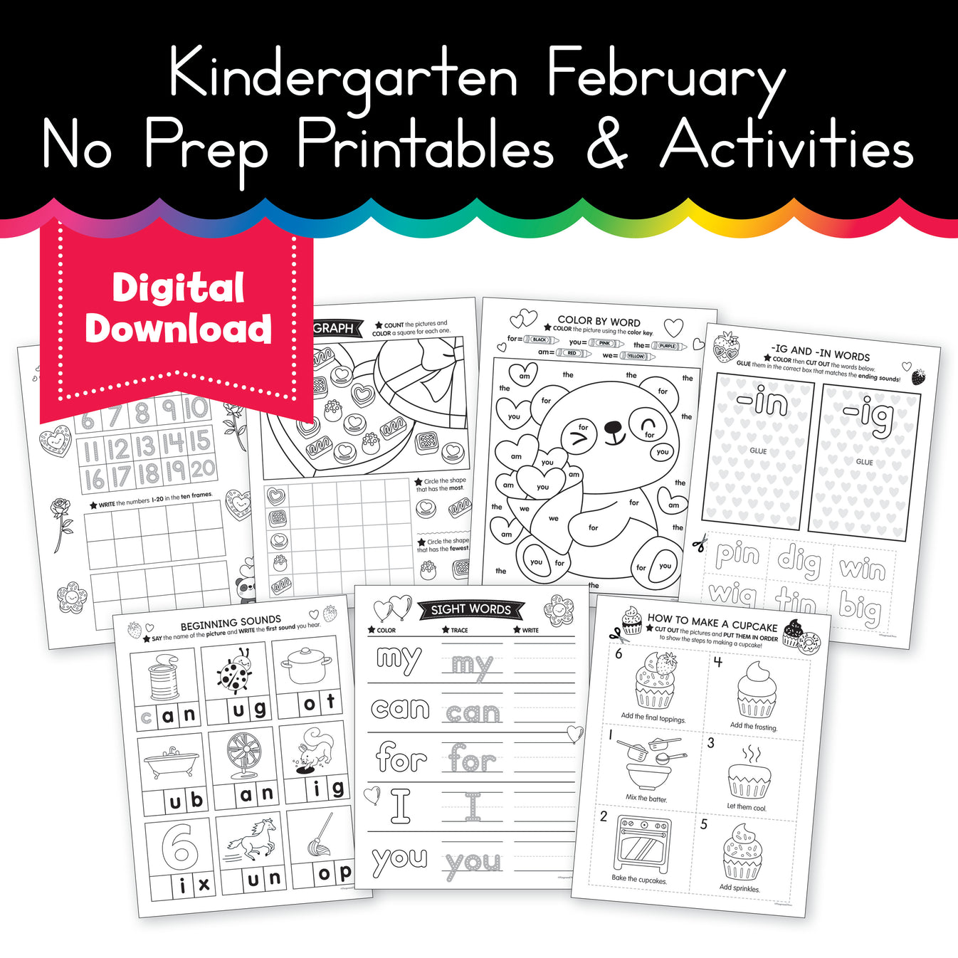 February Kindergarten No Prep Printable Worksheets and Activities ...