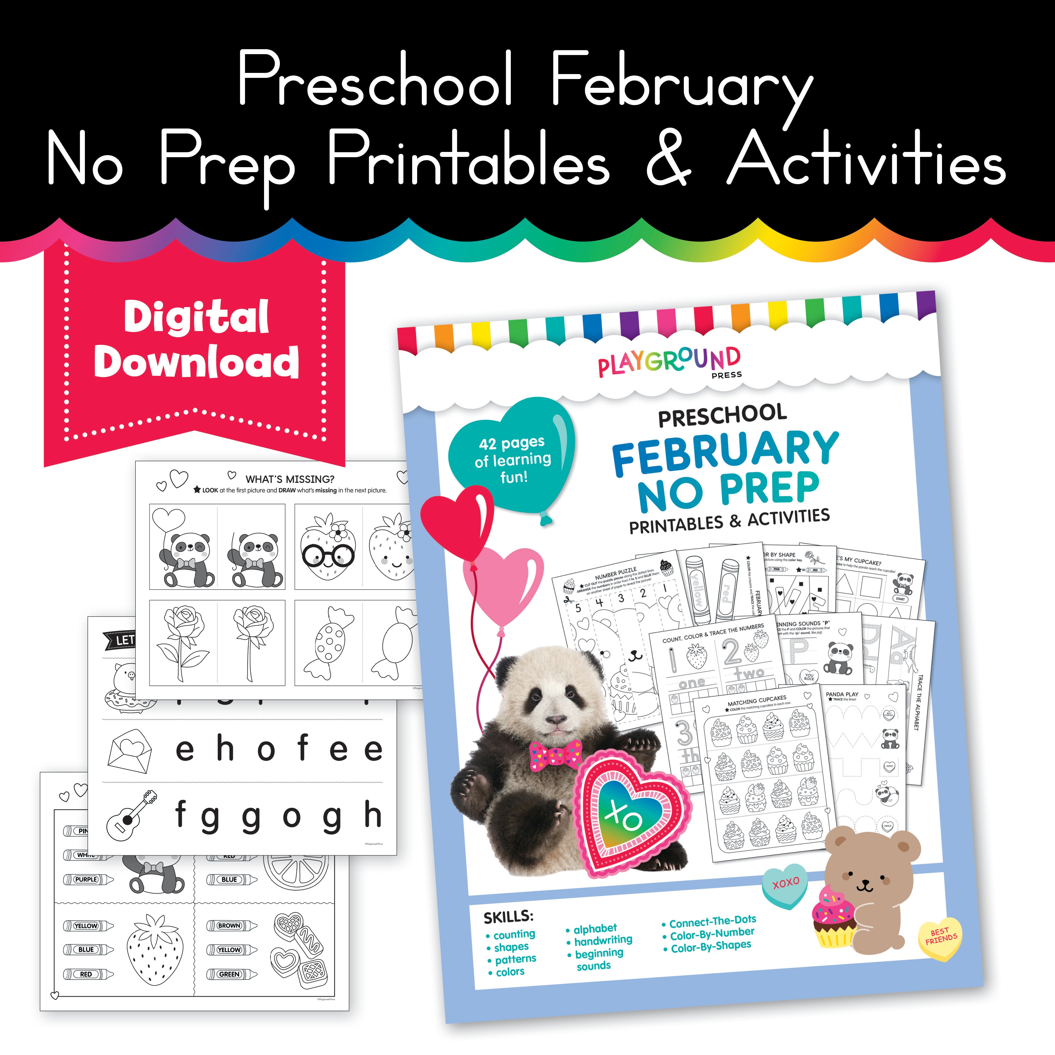 February Preschool No Prep Printable Worksheets and Activities ...
