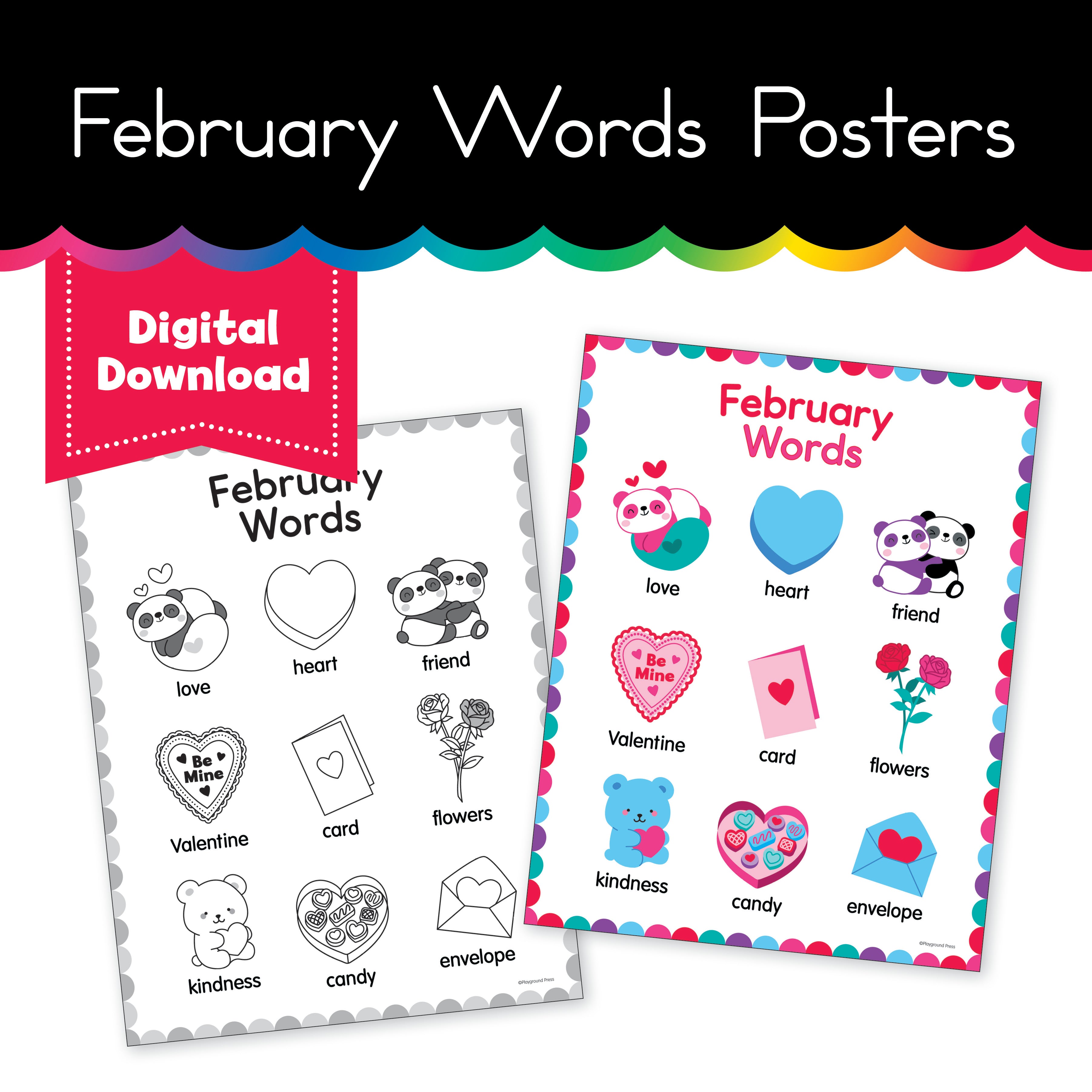 February Words Poster - Playground Press