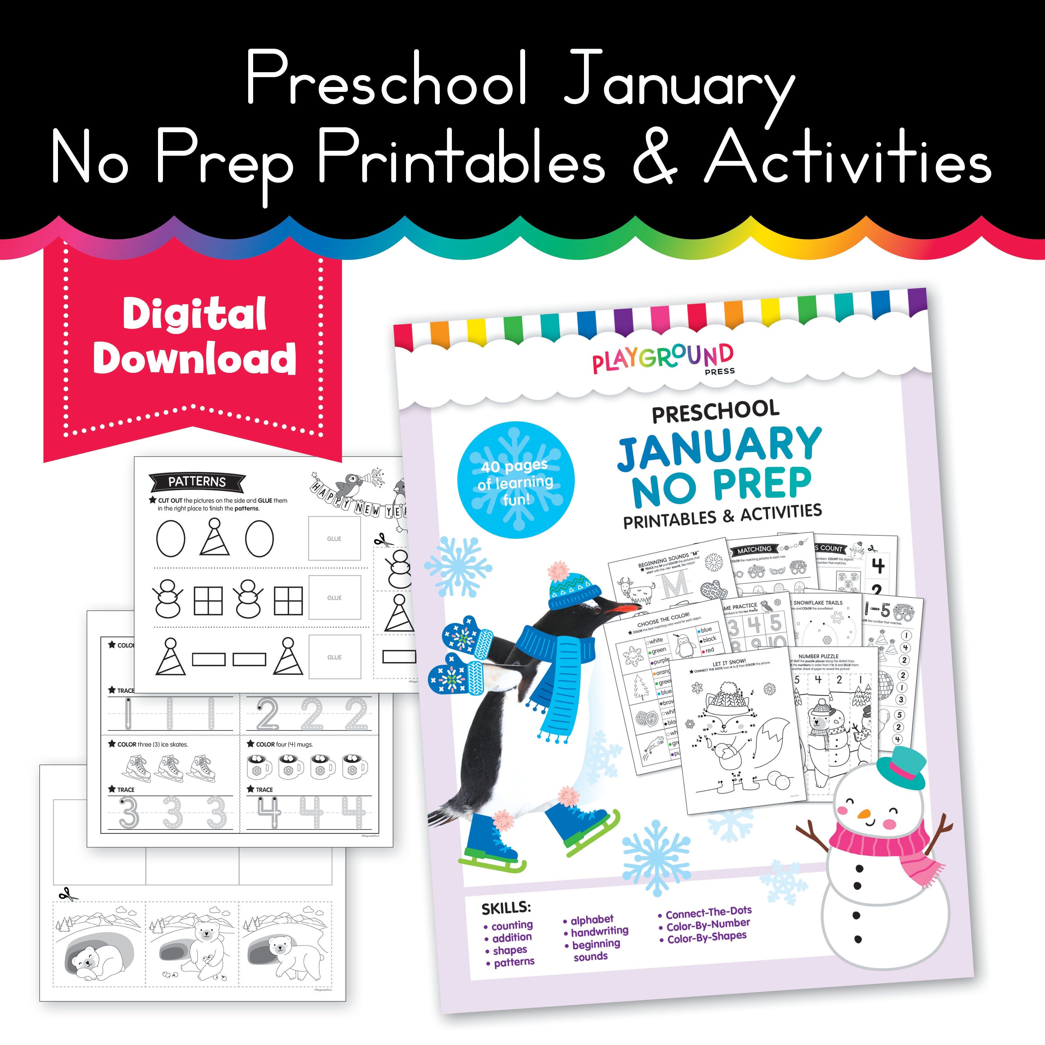 January Preschool No Prep Printable Worksheets and Activities ...