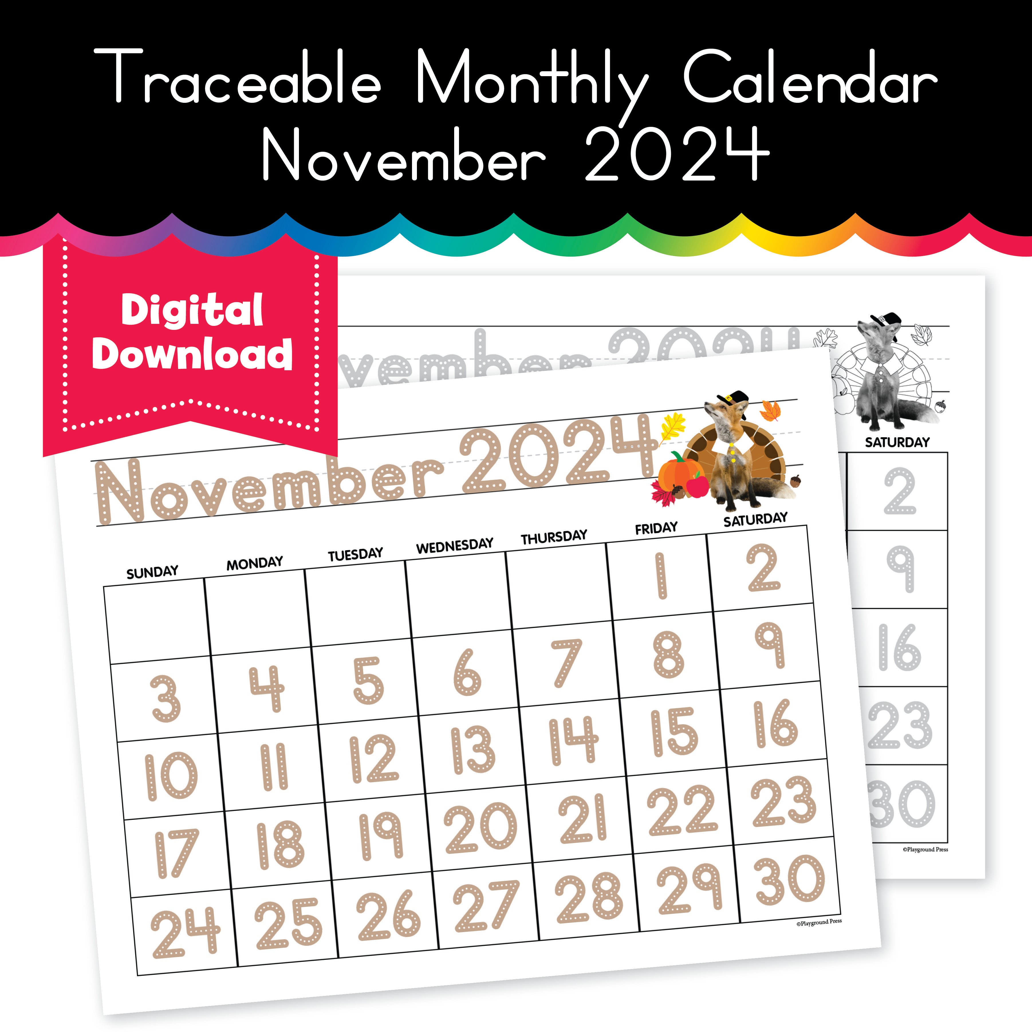 November 2024 Traceable Calendar - Playground Press