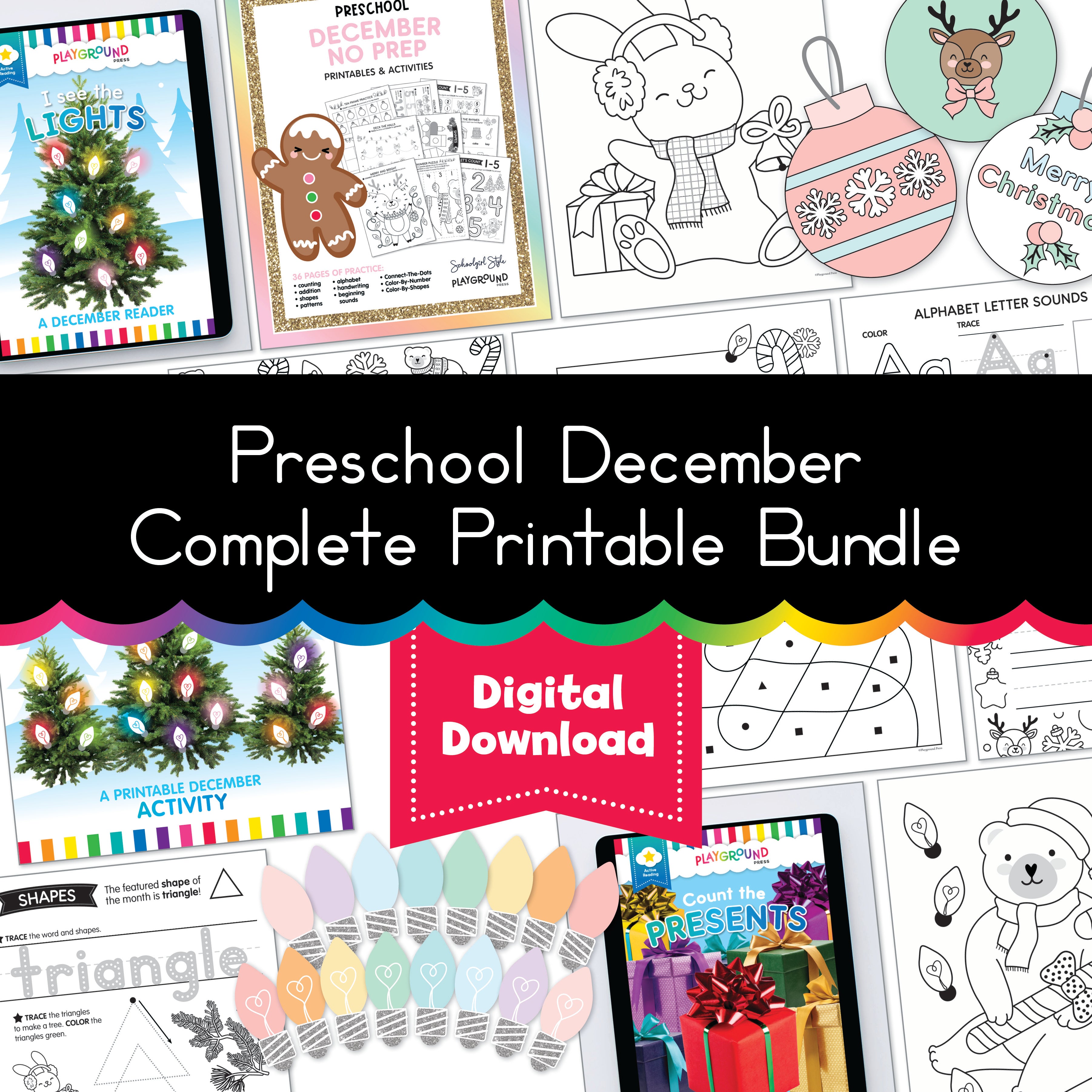 Preschool December No Prep Bundle - Playground Press