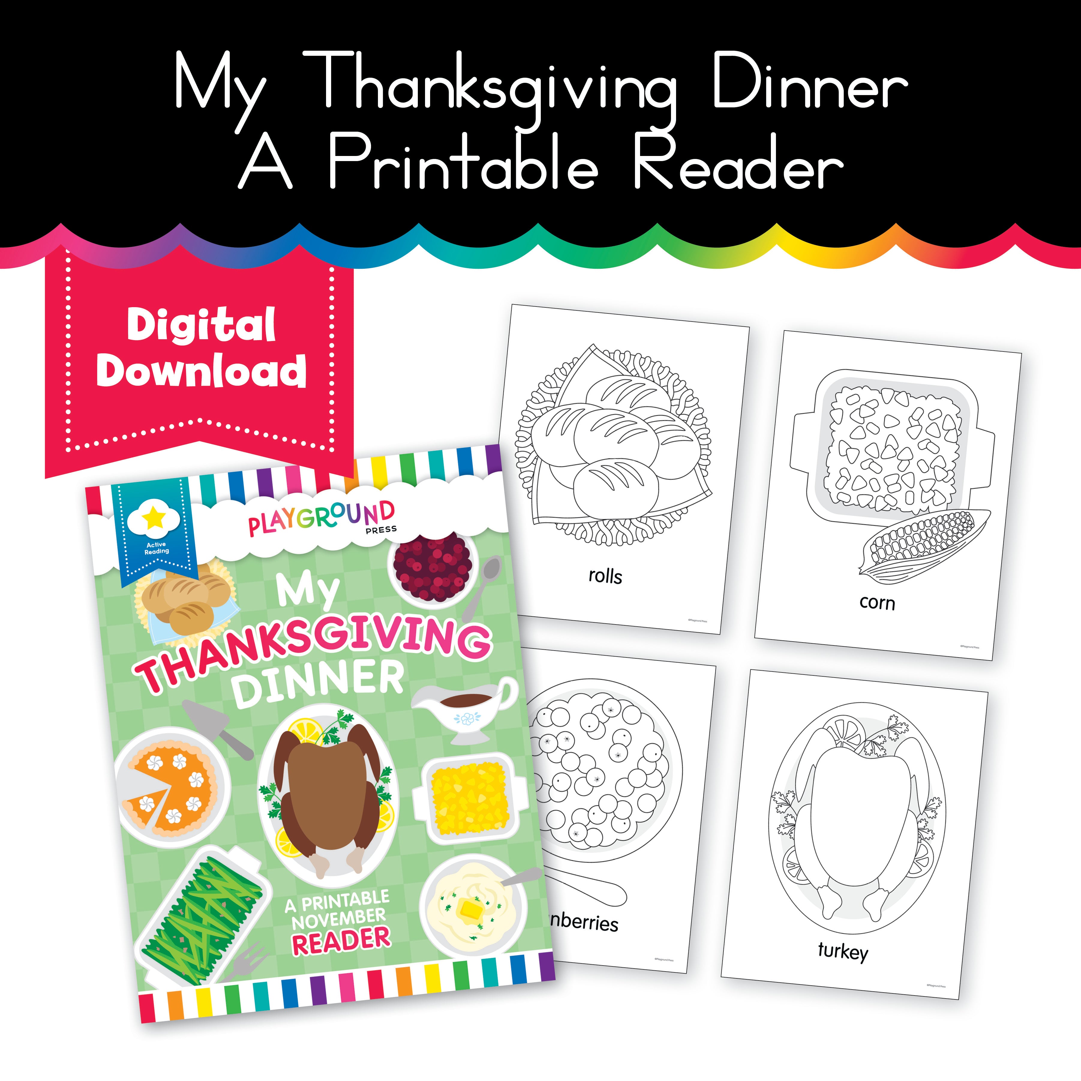 November Printable Reader | My Thanksgiving Dinner - Playground Press