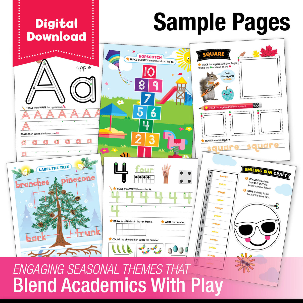 Printable Kindergarten Seasonal Activities Workbook Bundle - Playground ...