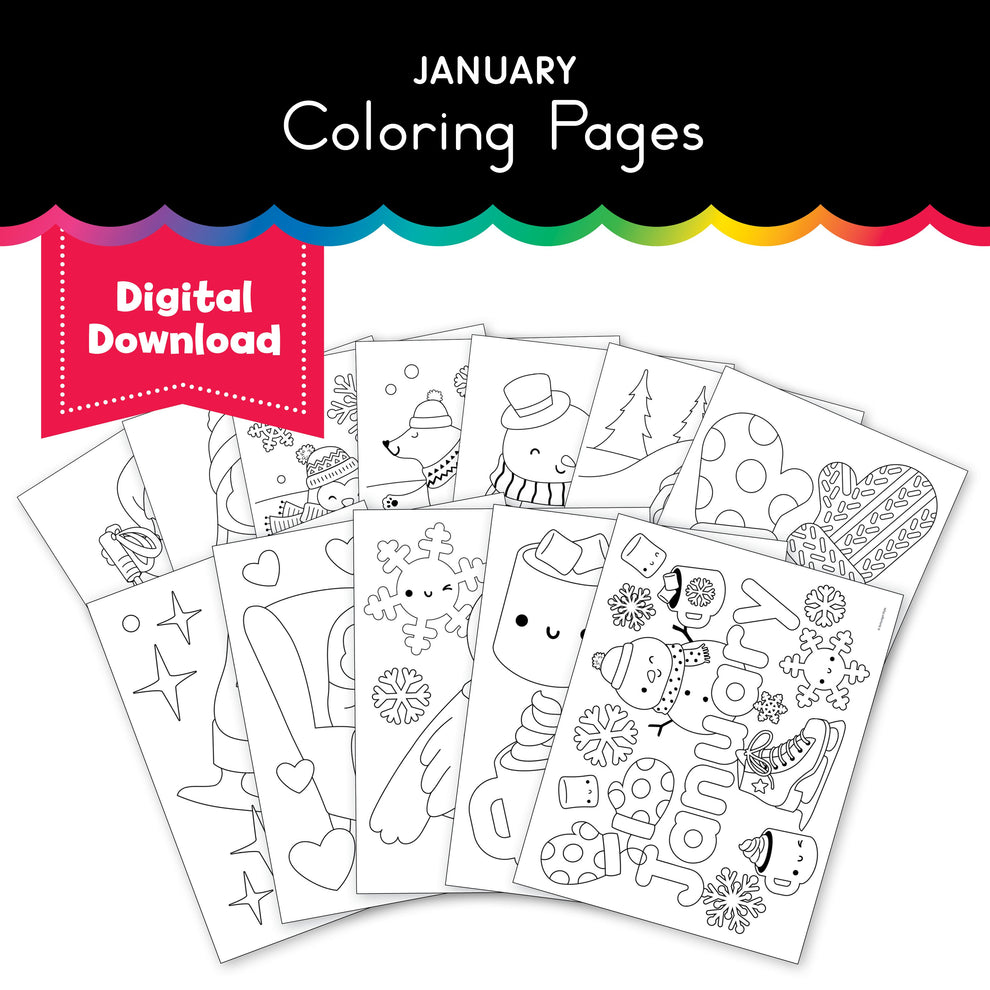 Free Printable January Coloring Pages Pack 2 - Playground Press