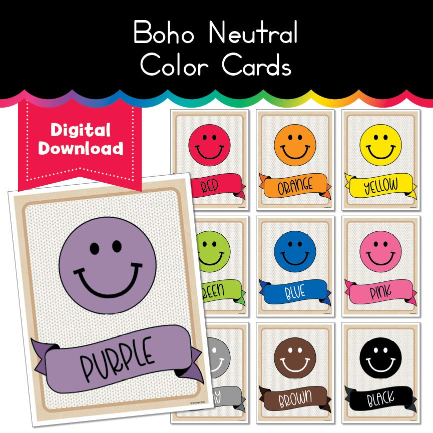 Boho Neutral Color Cards | Printable Resource - Playground Press