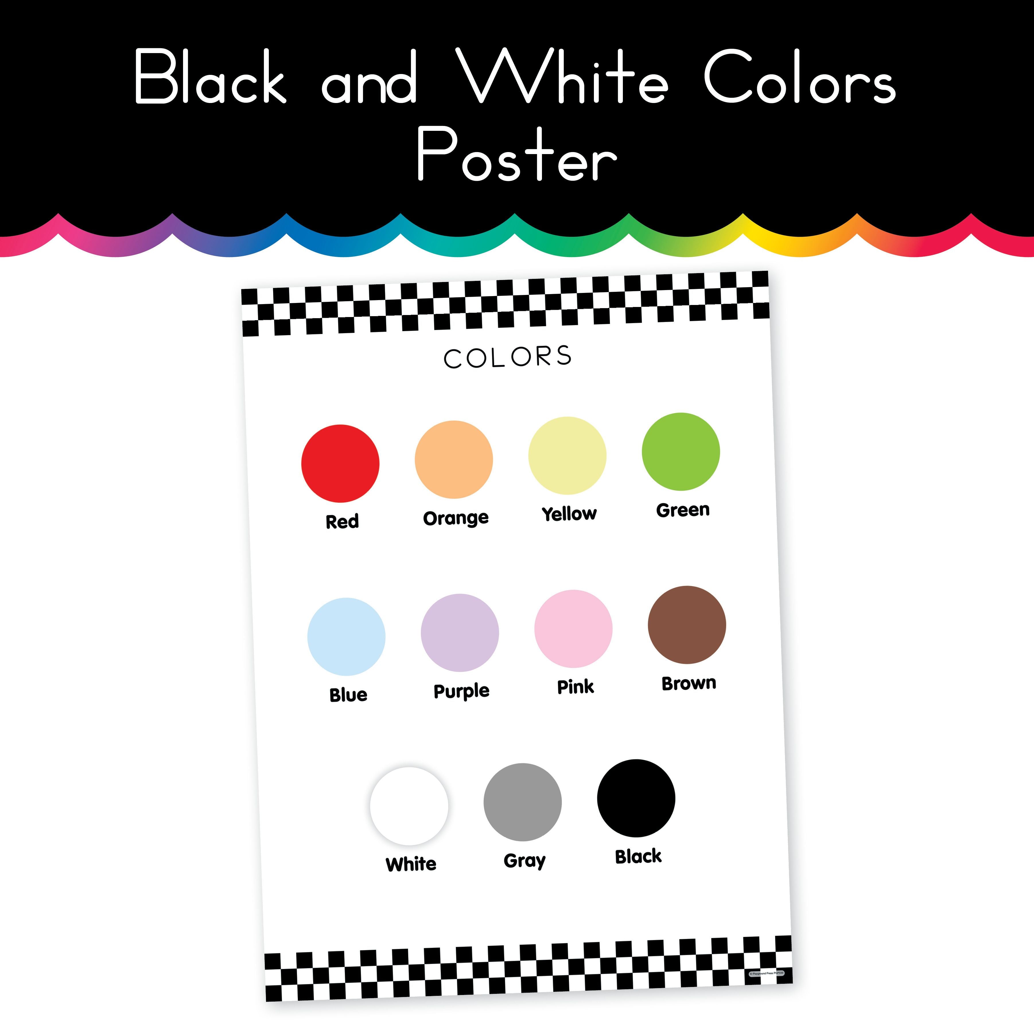 Black and White Learn Your Colors Home Learning Poster - Playground Press