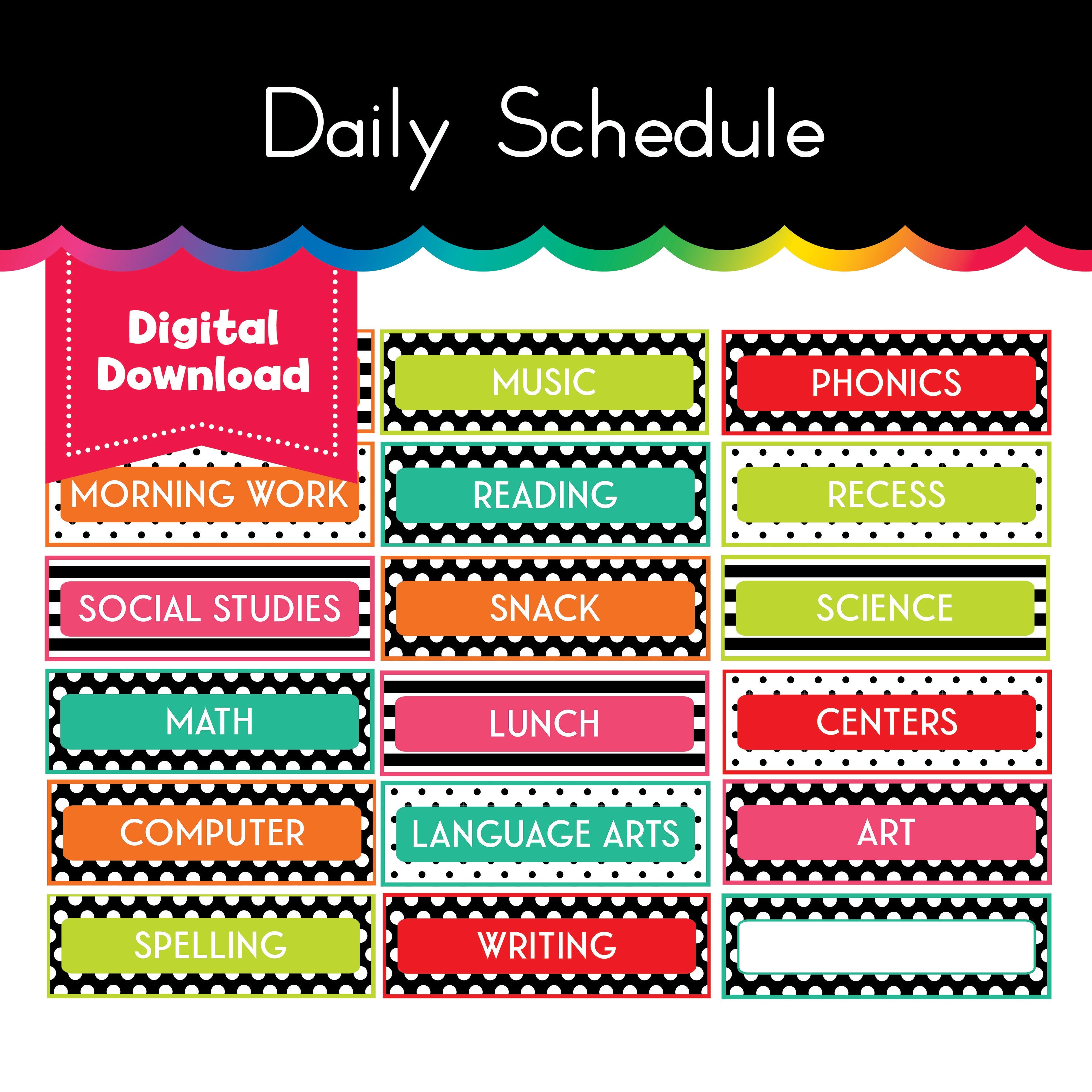 Bright Daily Schedule | Printable Resource - Playground Press