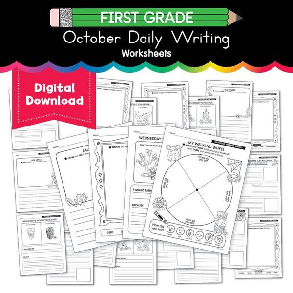 Printable First Grade October Daily Writing - Playground Press