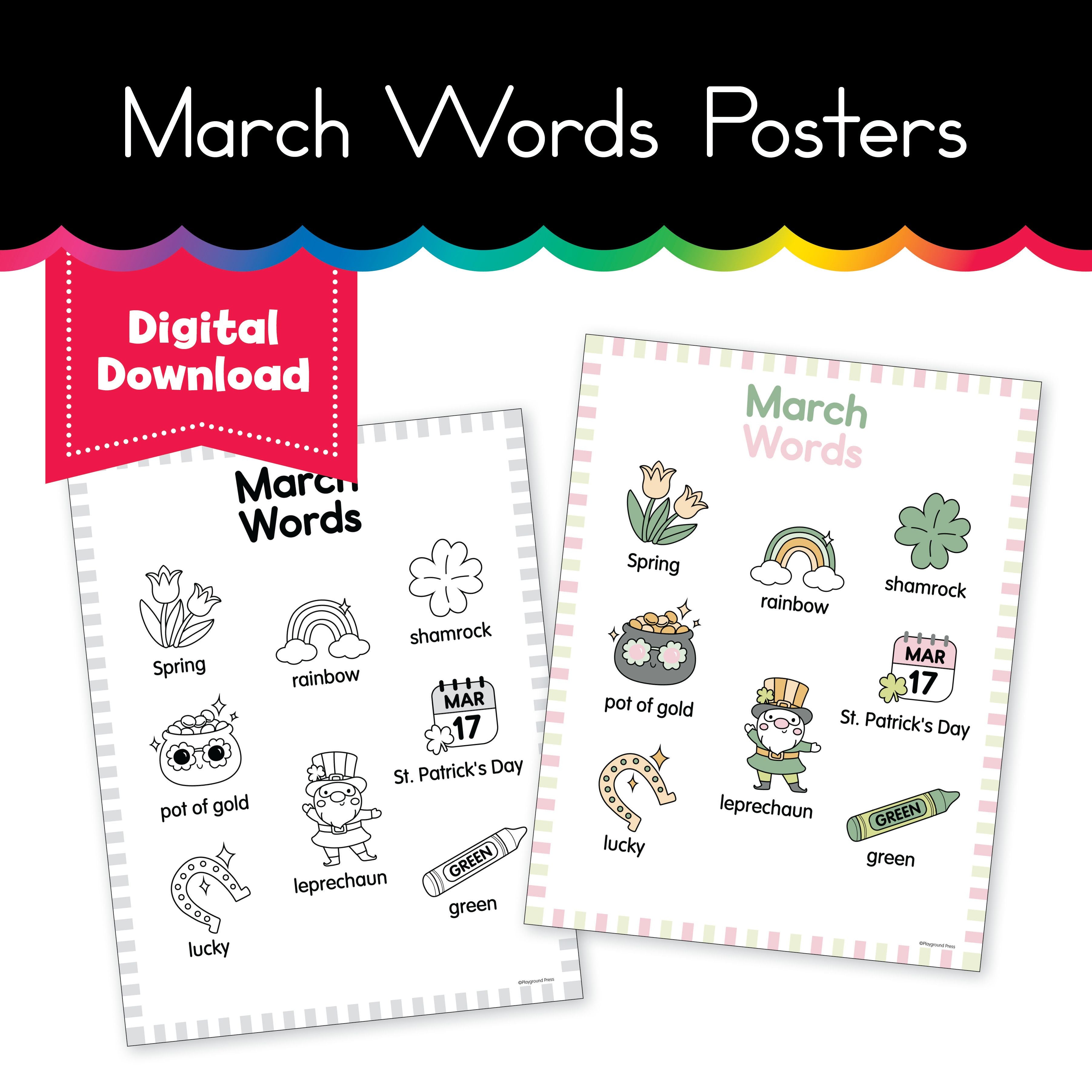 March Words Poster - Playground Press