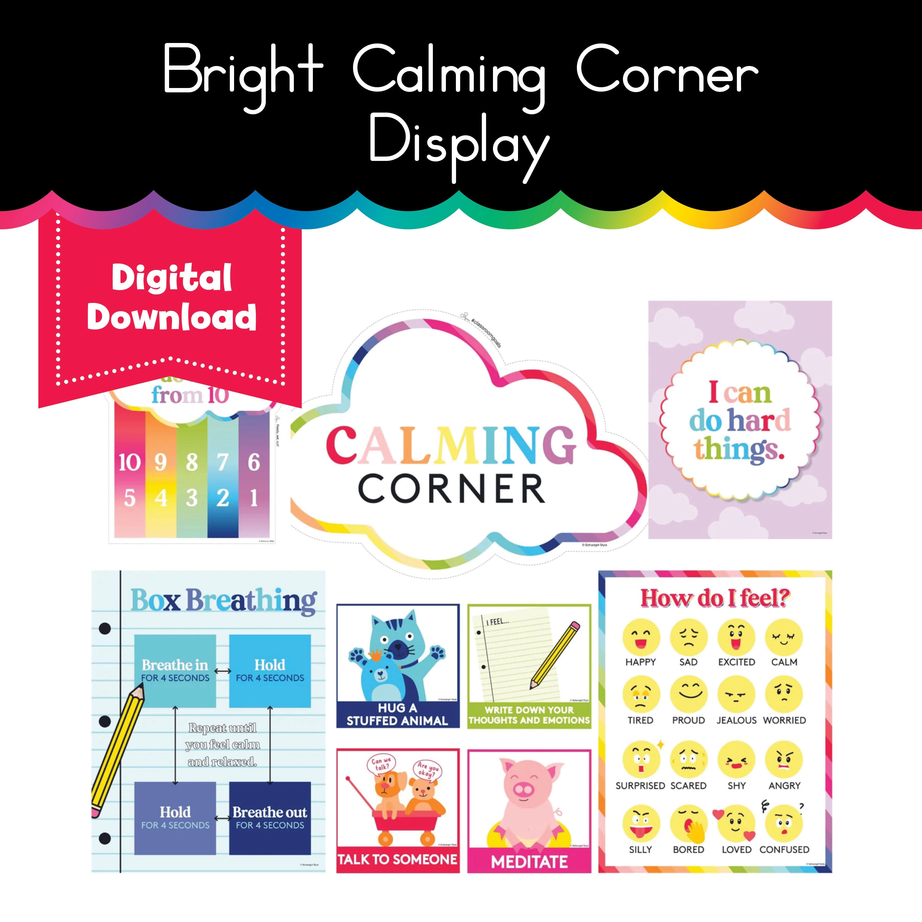 Printable Calming Corner Bulletin Board Set | Rainbow Classroom Decor ...