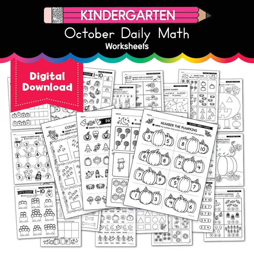 Printable Kindergarten October Daily Math - Playground Press