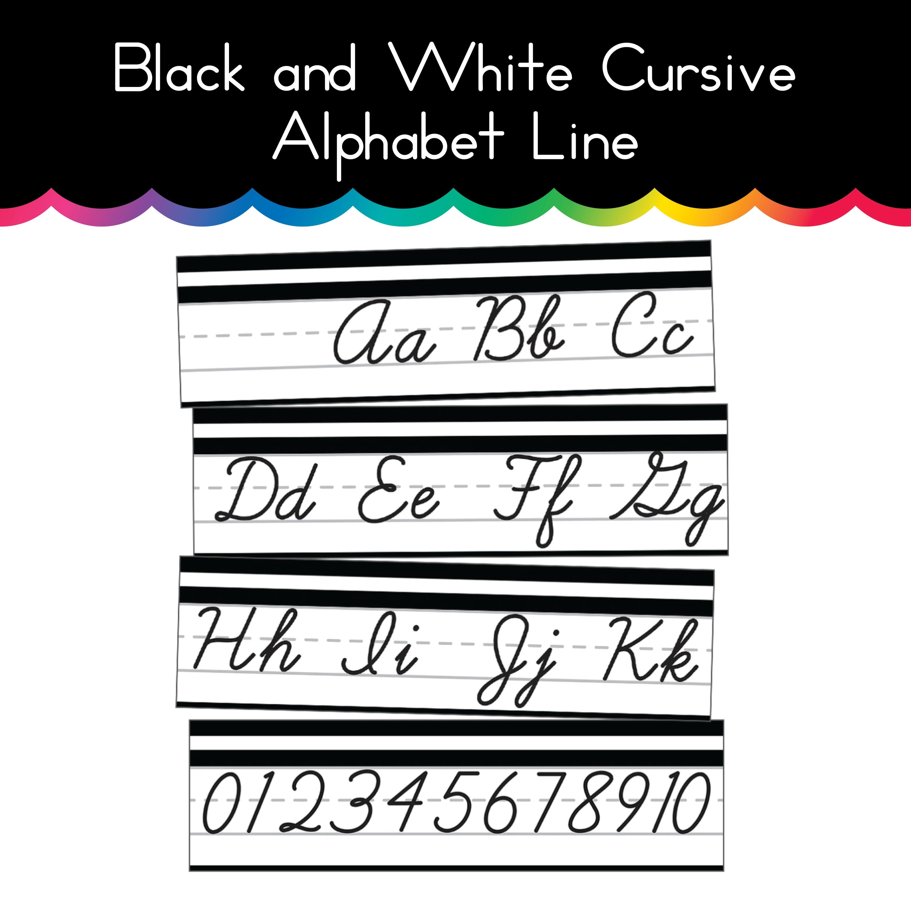 Black and White Cursive Alphabet Line - Playground Press