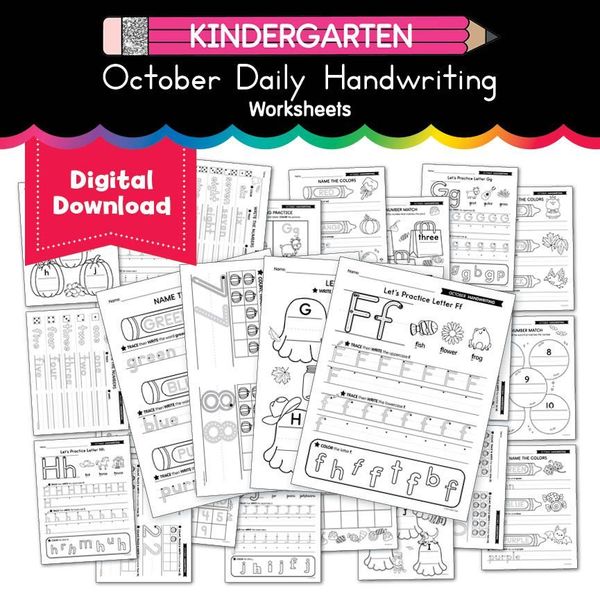 Printable Kindergarten October Daily Handwriting - Playground Press