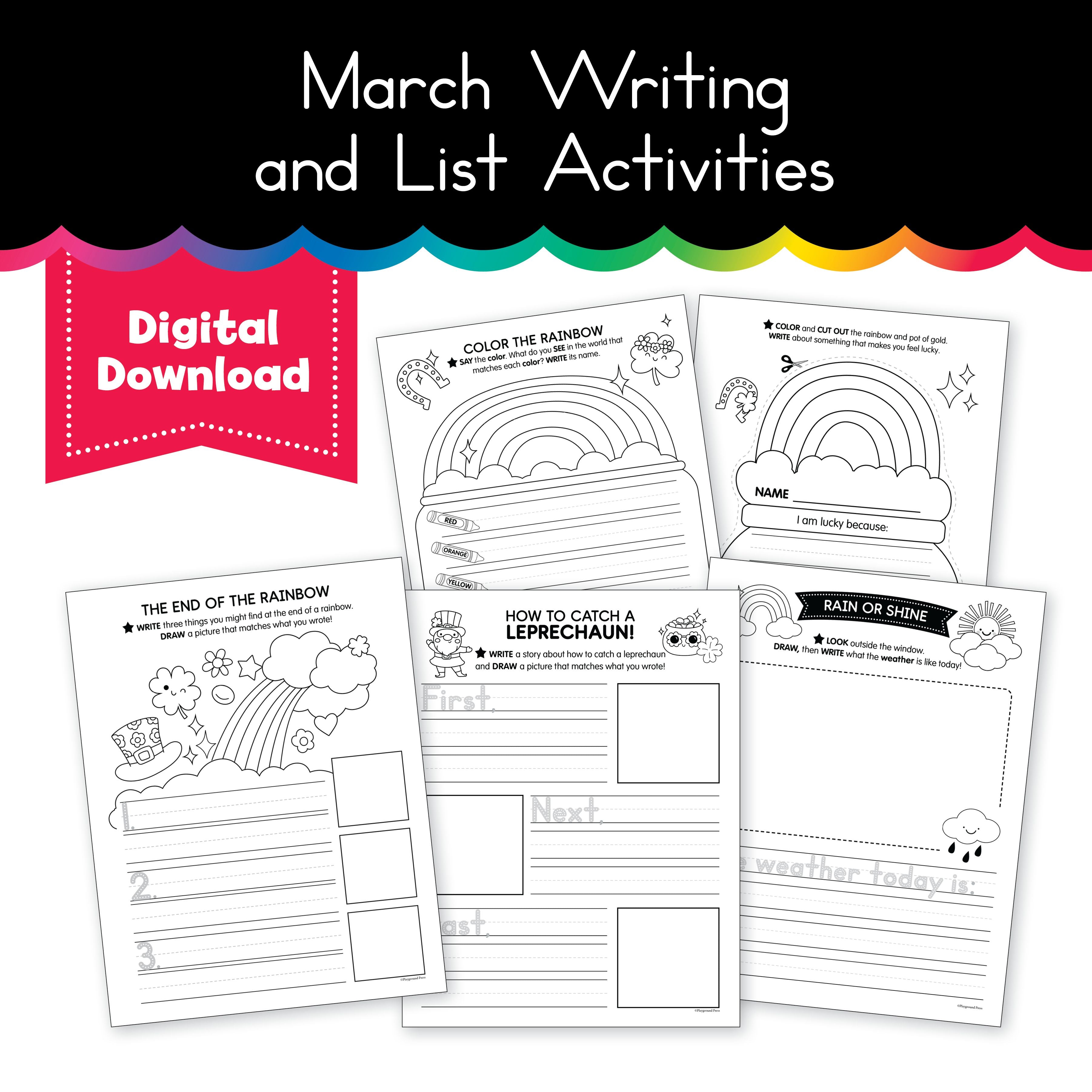 March Writing and List Activities - Playground Press