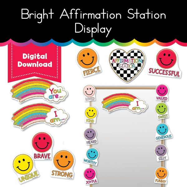 Bright Affirmation Station Display | Printable Resources - Playground Press