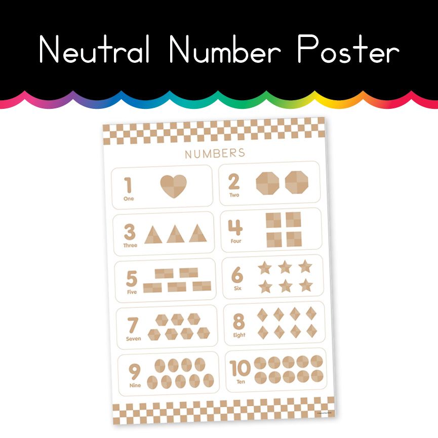 Neutral Numbers Home Learning Poster - Playground Press