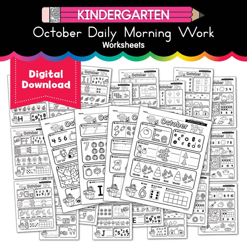 Printable Kindergarten October Daily Morning Work - Playground Press